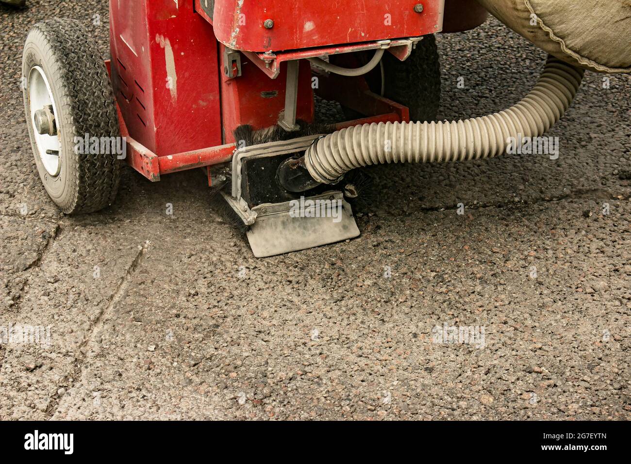 Preparation of the surface for laying asphalt pavement. Removal of ...
