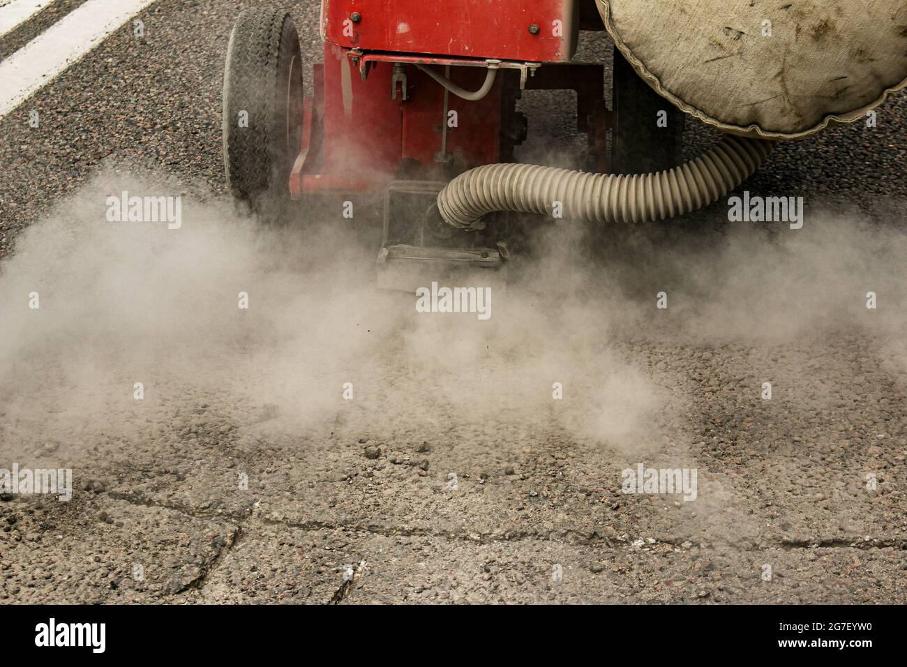Preparation of the surface for laying asphalt pavement. Removal of ...