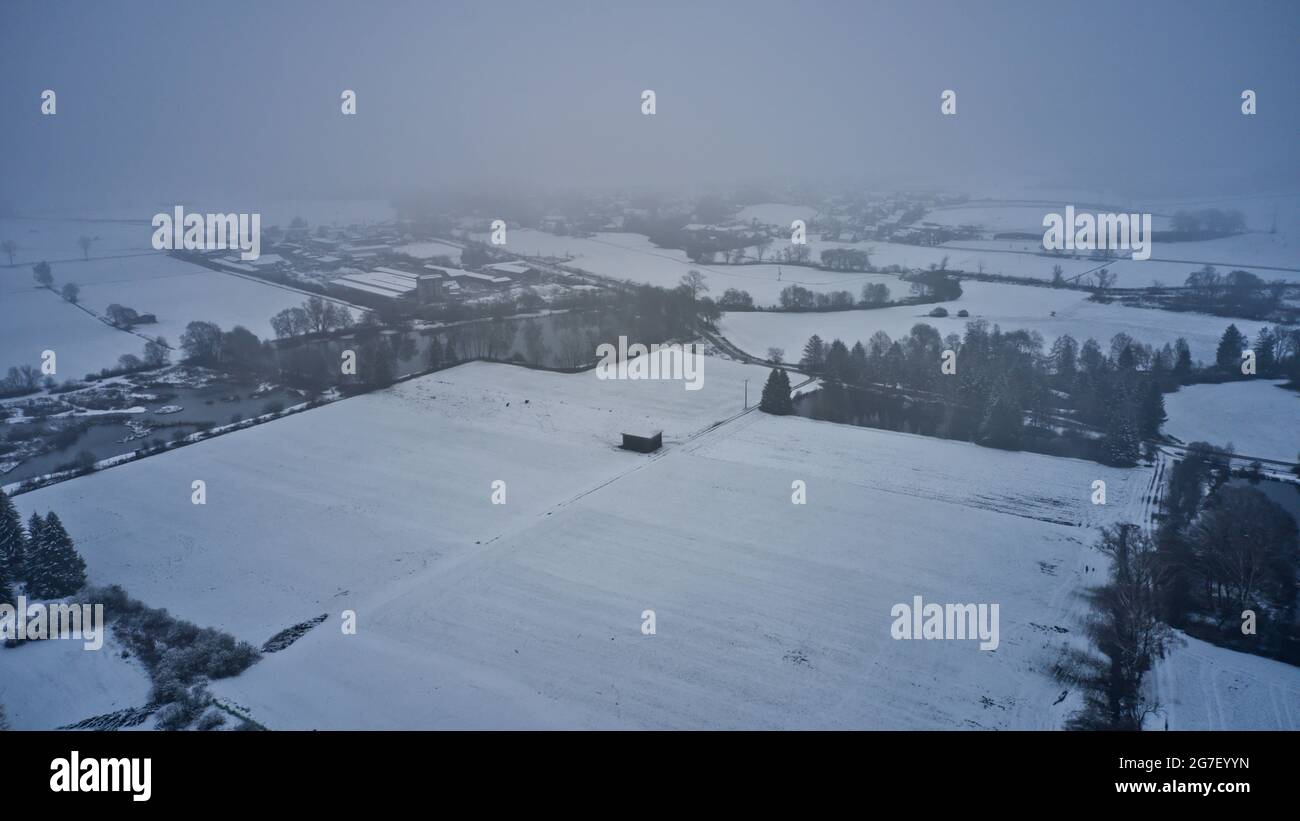 Snow covered fields dense trees hi-res stock photography and images - Alamy