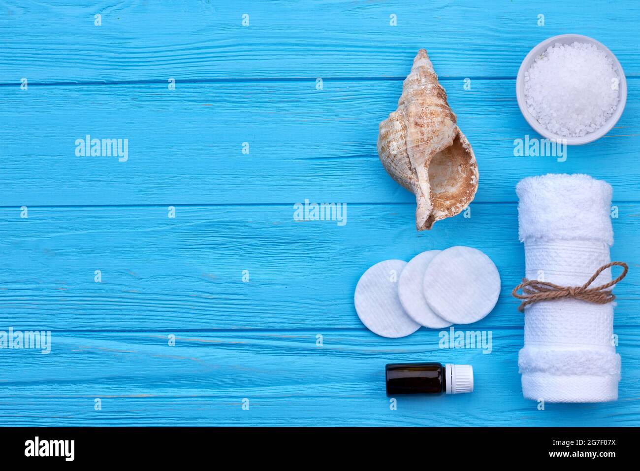 Flat lay beach or spa concept with copy space Stock Photo - Alamy