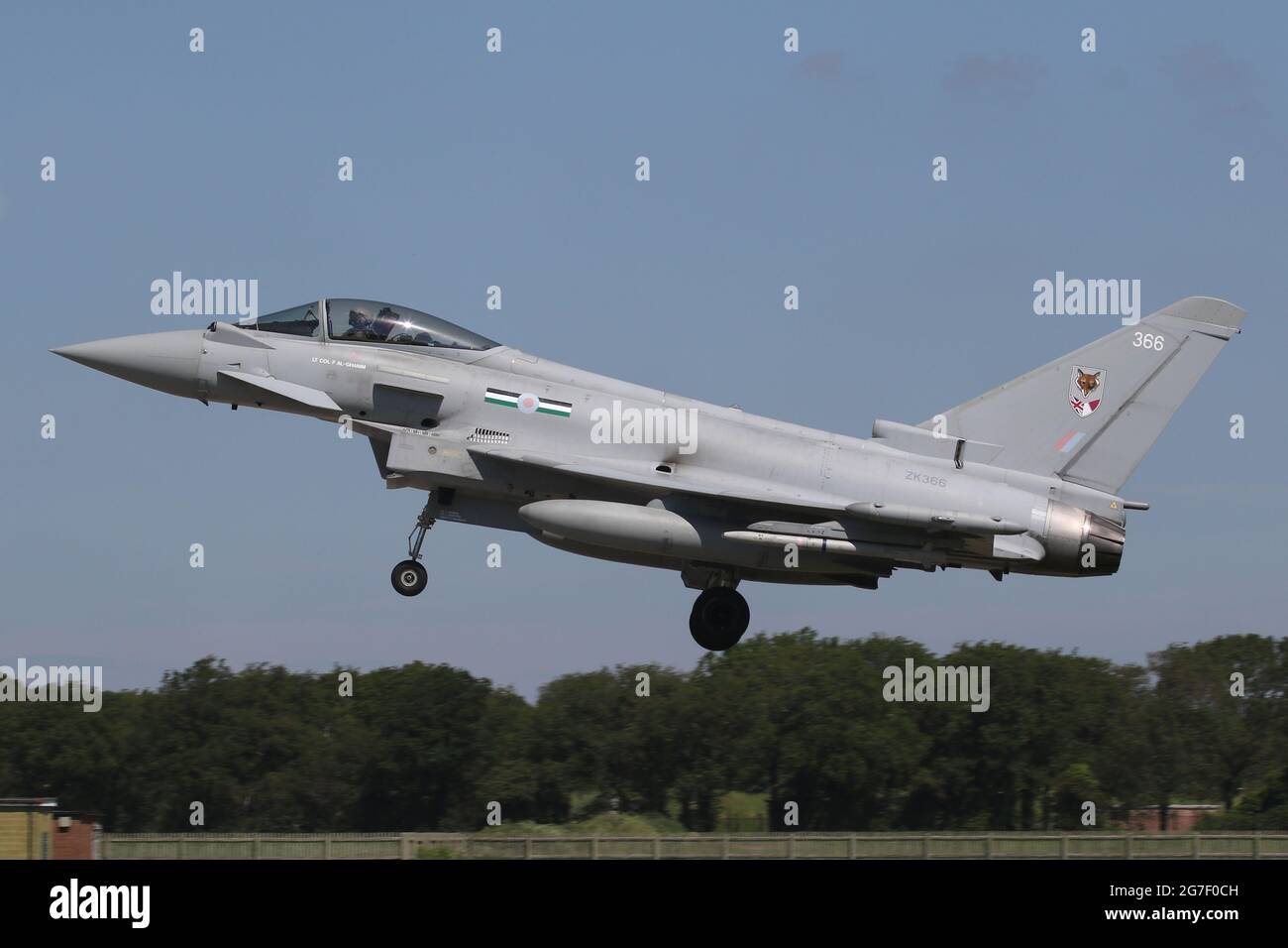 RAF 12 Sqn Typhoon FGR4's landing on runway 25 at RAF Coningsby Stock ...