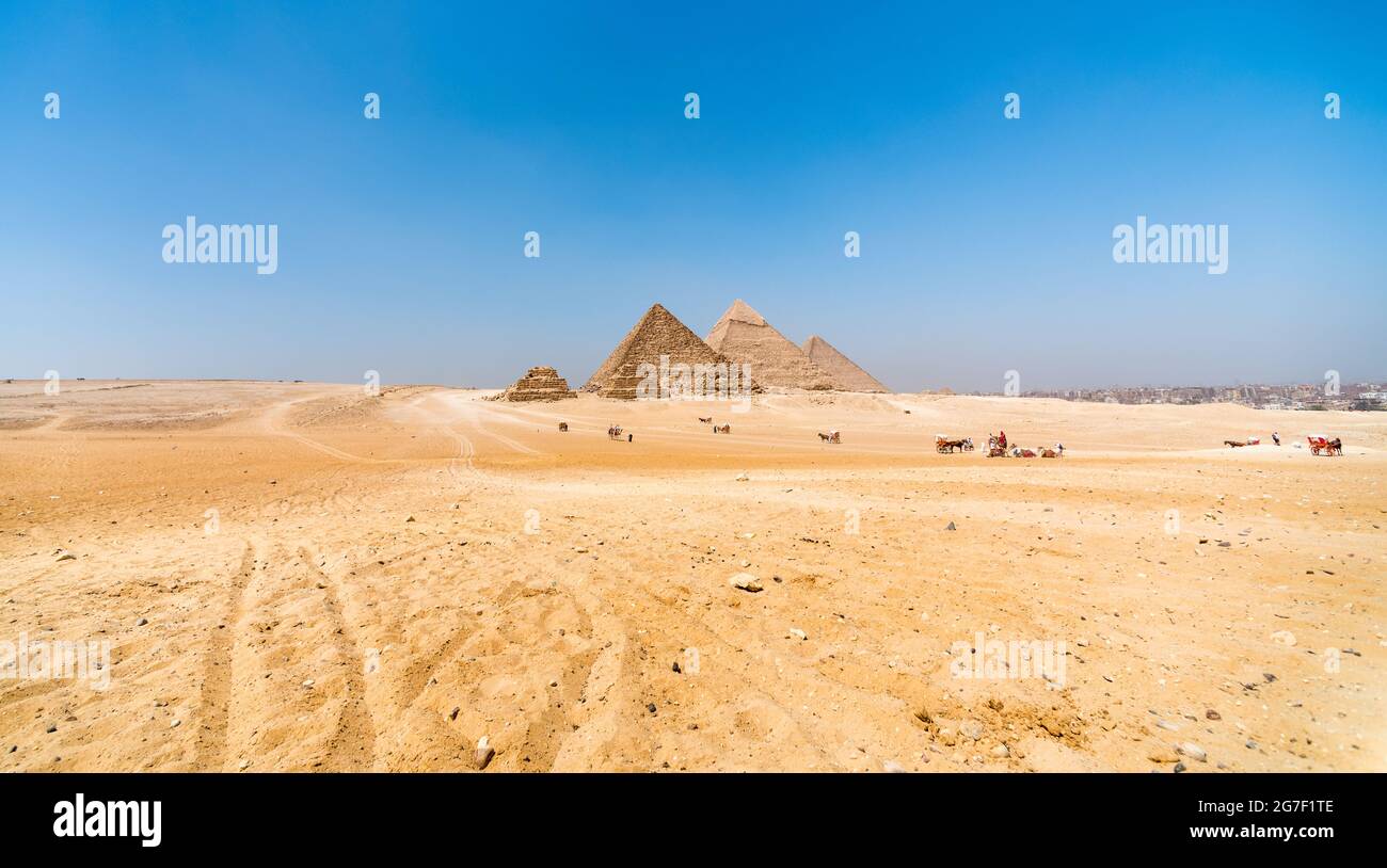 antique pyramids in the desert egypt panorama view Stock Photo - Alamy