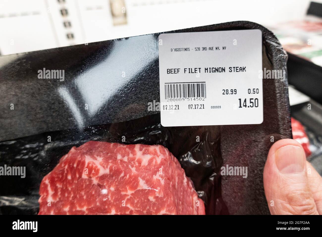 Packages of beef cuts on Sale in a New York City Supermarket, USA, 2021 ...
