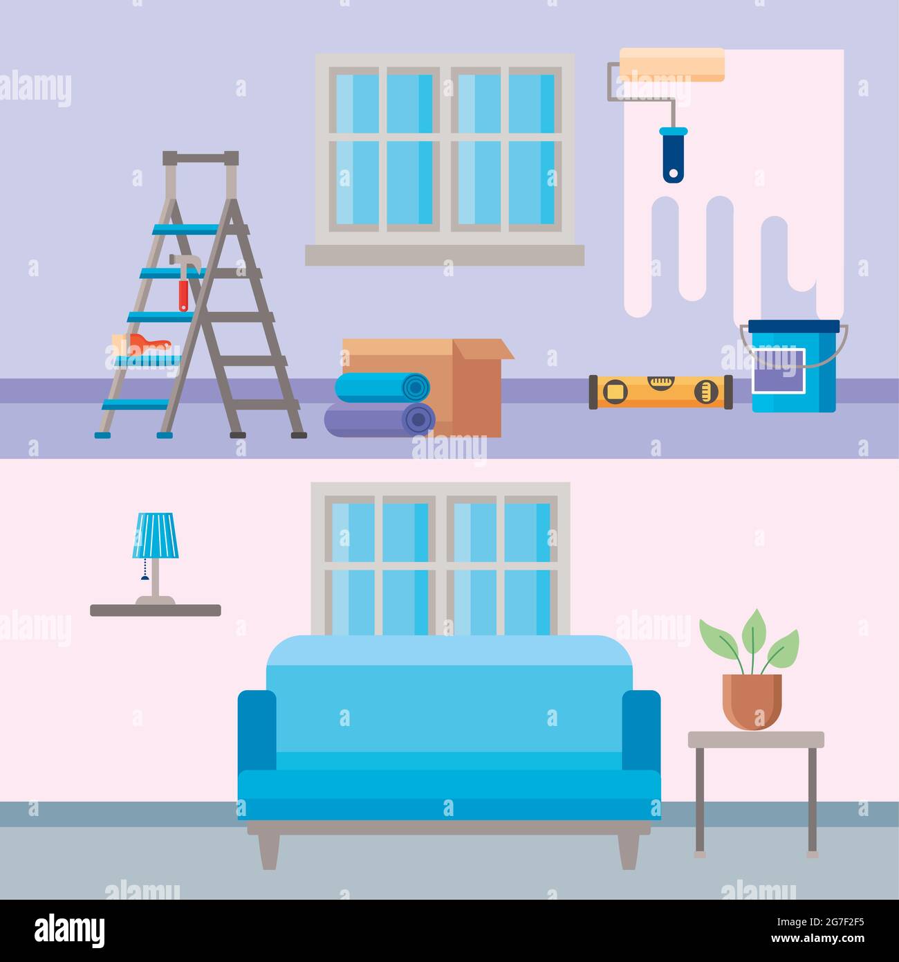before and after repair home improvement Stock Vector Image & Art - Alamy