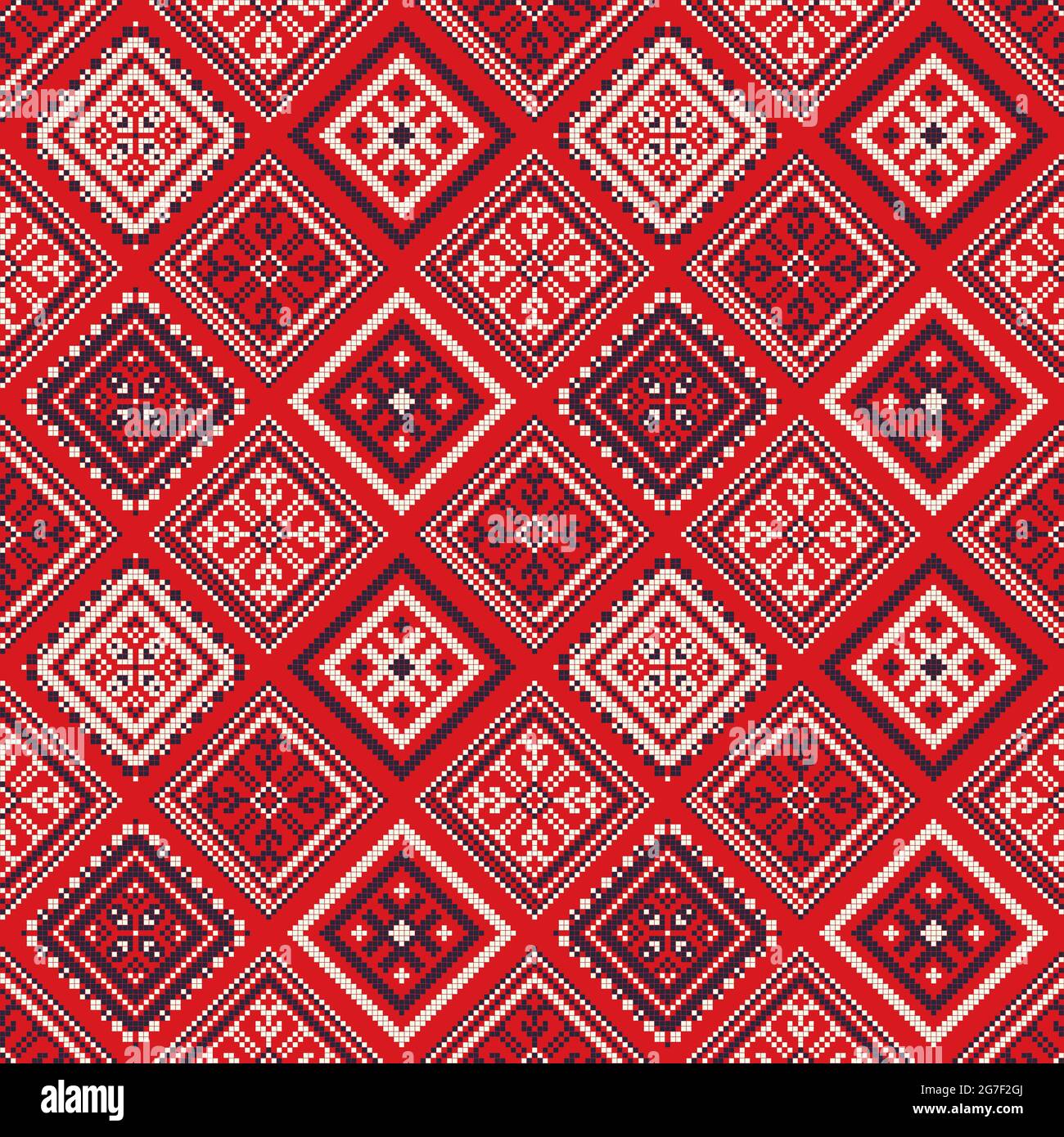 Decorative repeating pattern inspired by traditional Russian embroidery ...