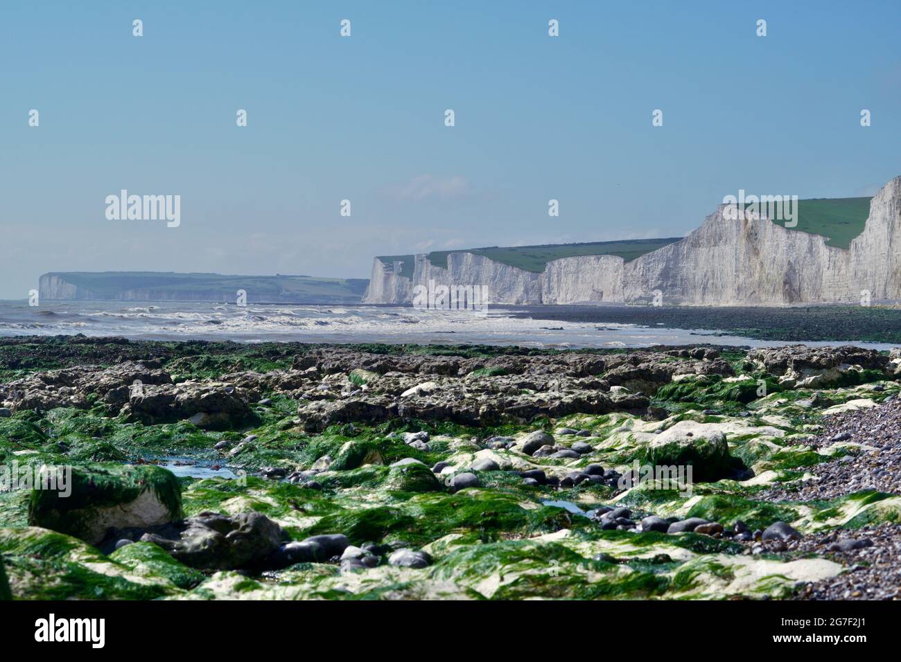 The white cliffs at Burling Gap, Eastbourne. Spectacular scenery of ...