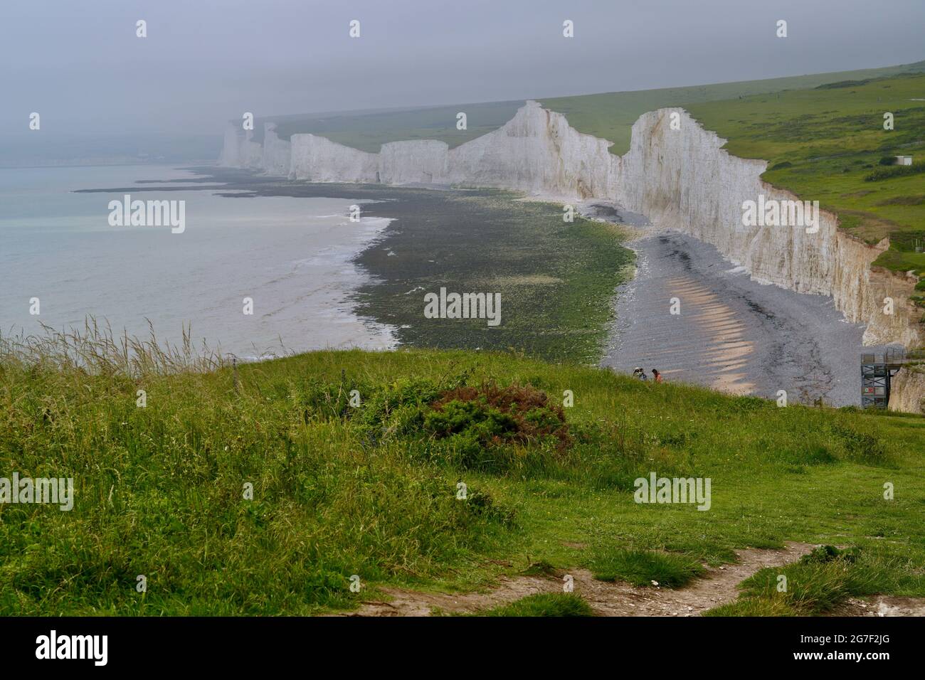 The white cliffs at Burling Gap, Eastbourne. Spectacular scenery of ...