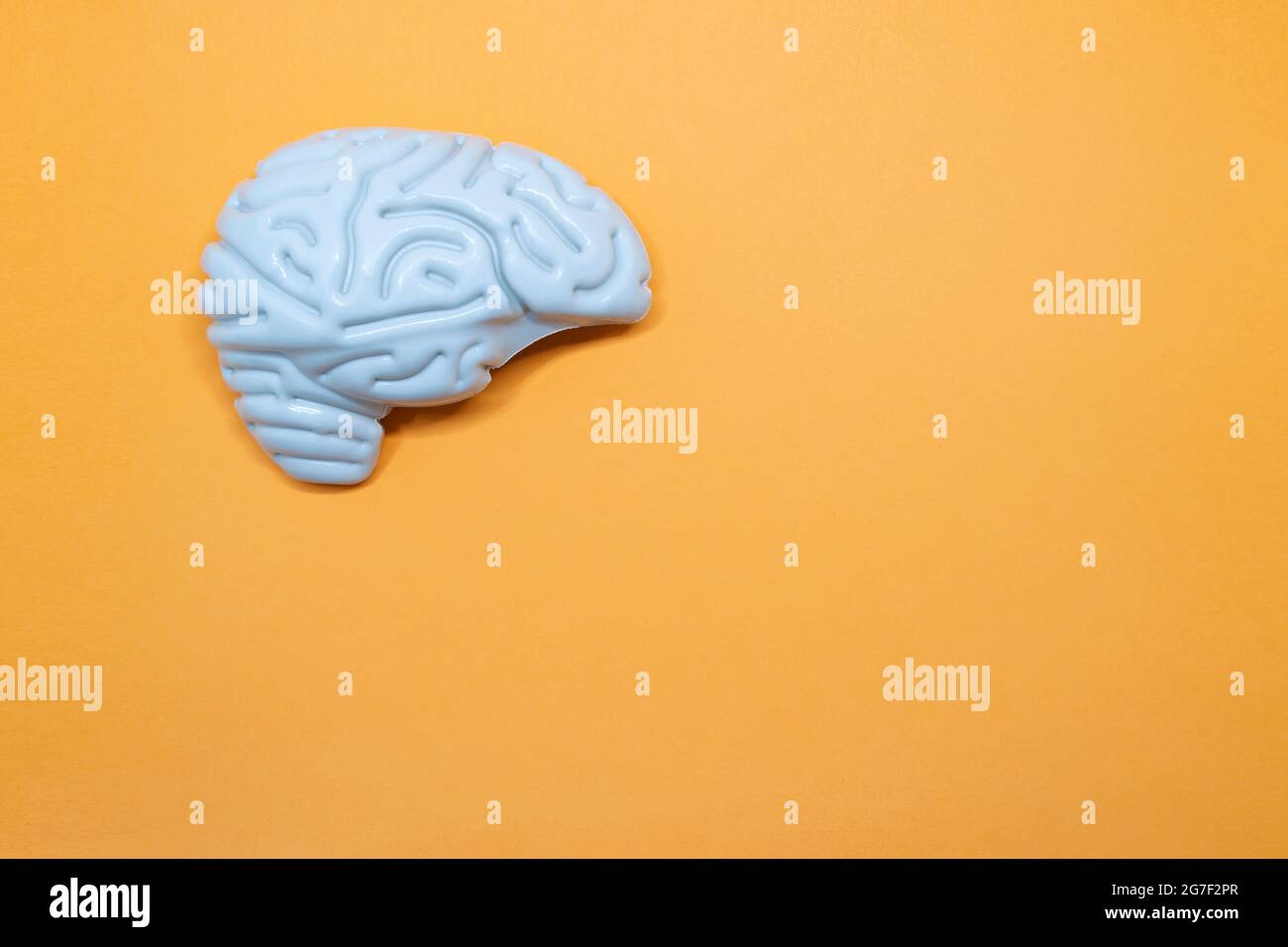 Plastic brain with space for text. Orange background. World Brain Day ...