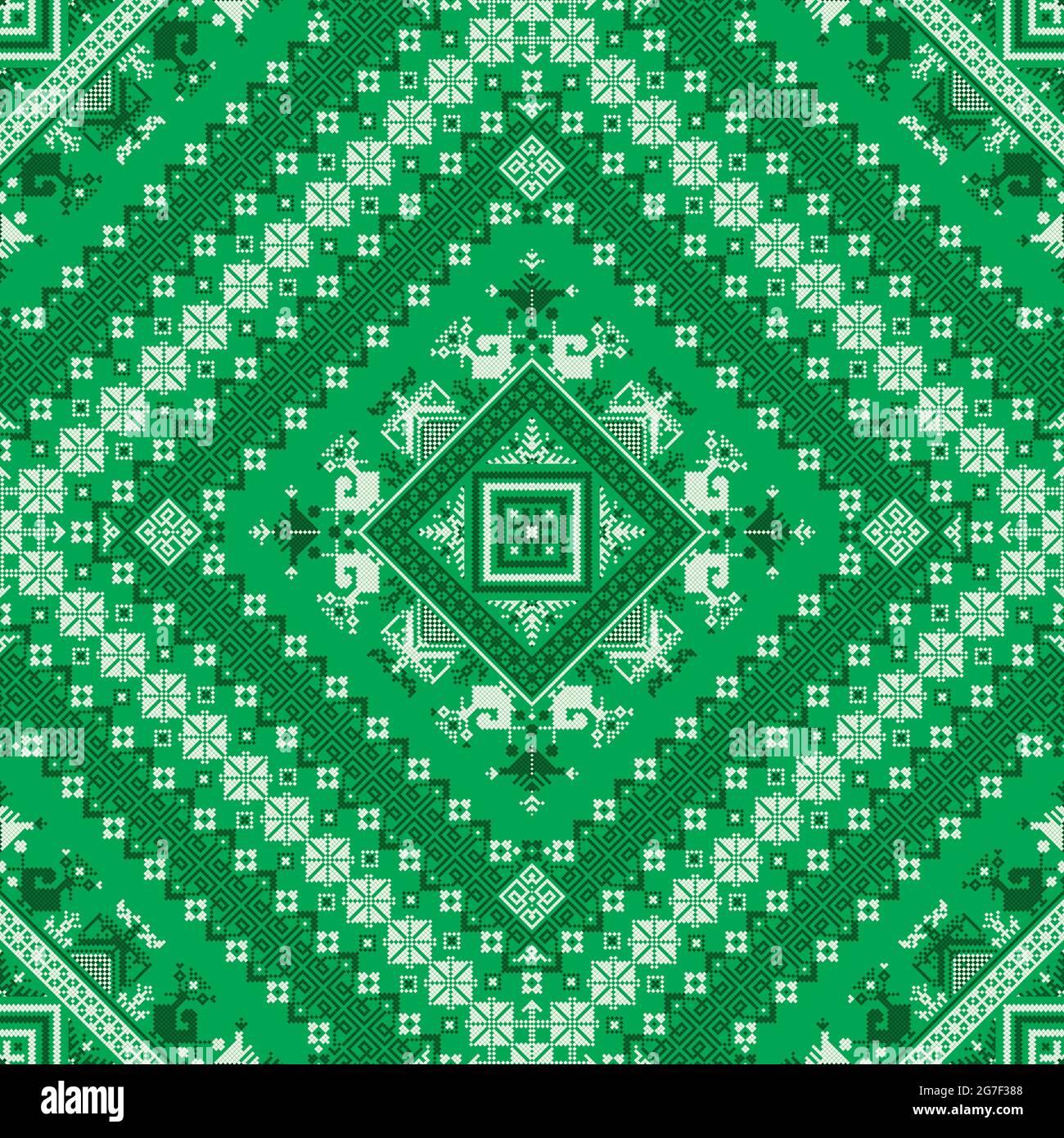 Decorative repeating pattern inspired by traditional Russian embroidery ...