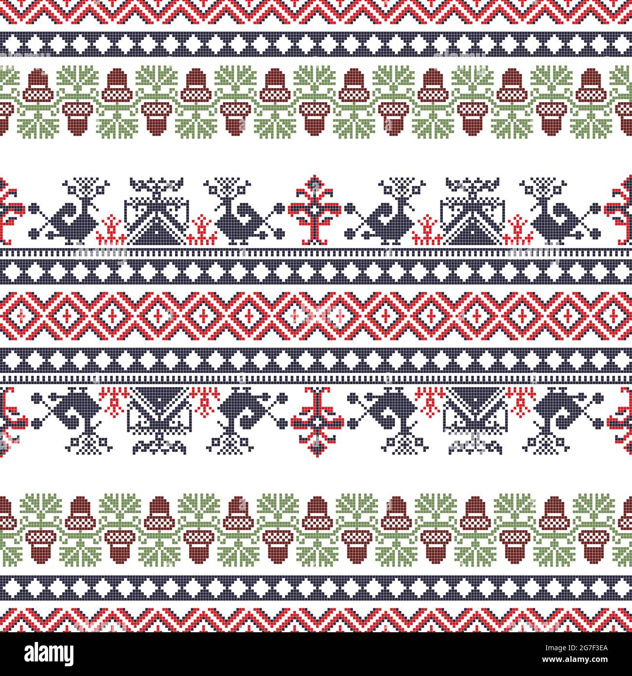 Decorative repeating pattern inspired by traditional Russian embroidery ...