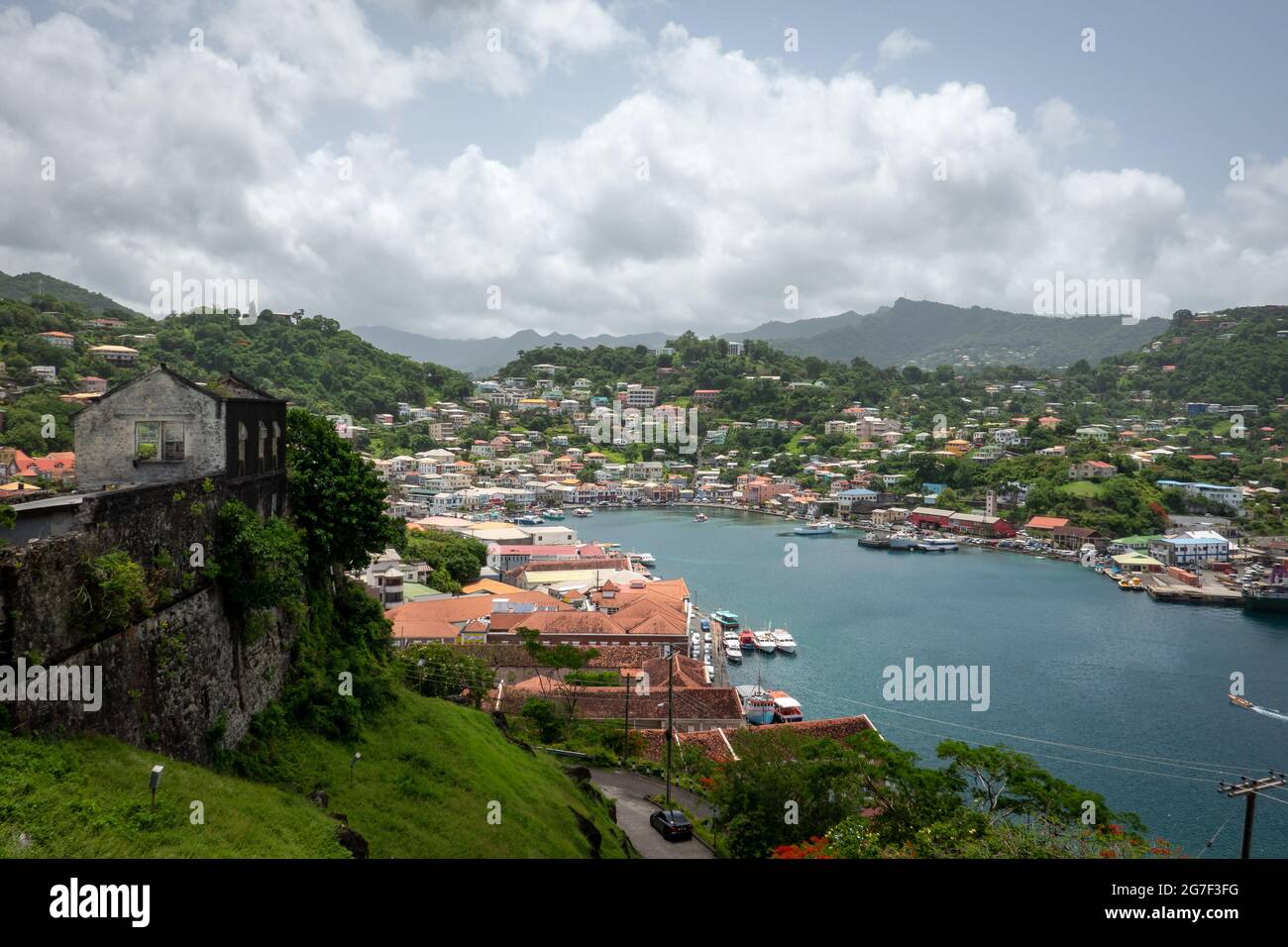 St. George fort overlooking the city of St. George's in Grenada Stock ...