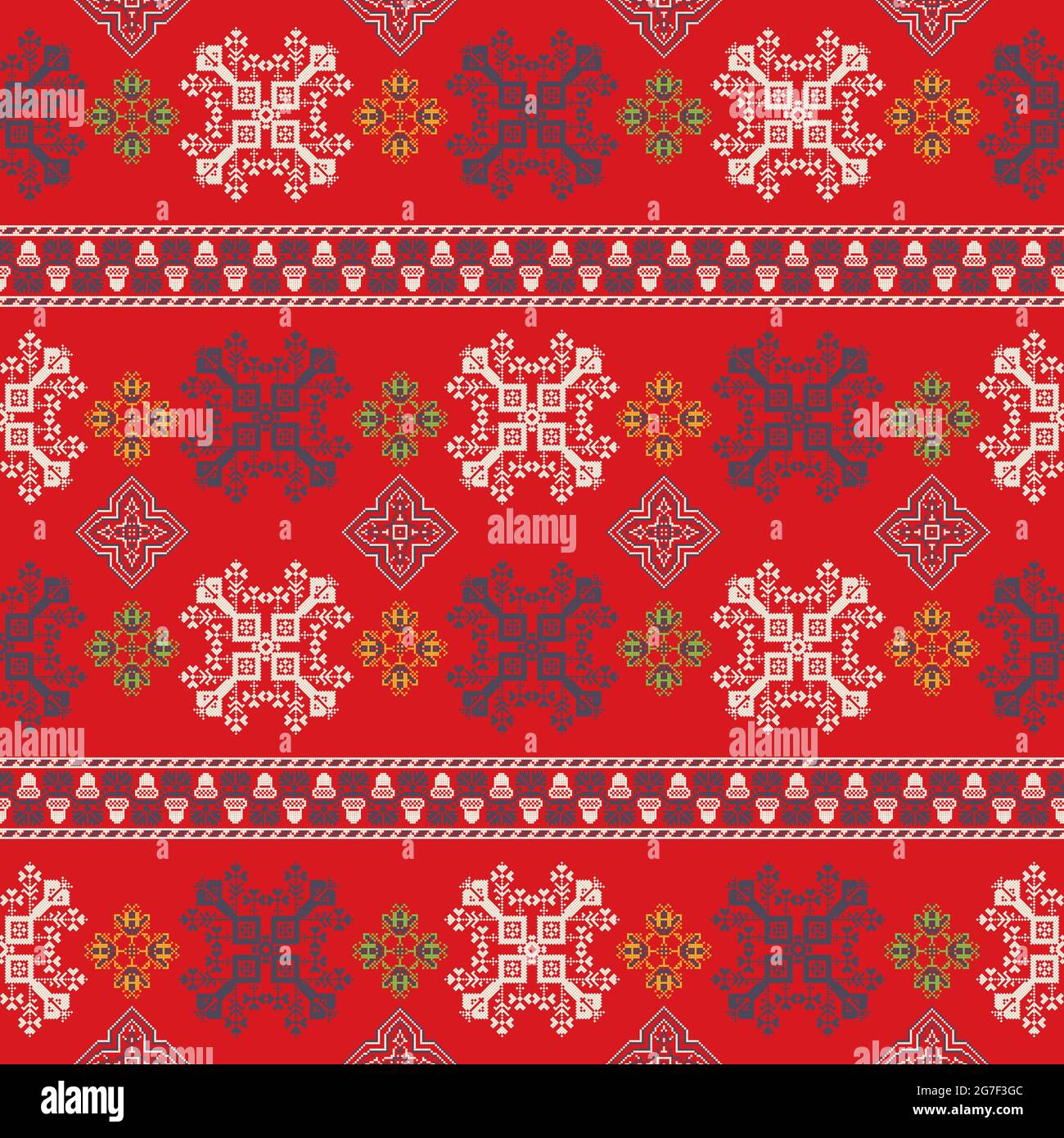 Decorative repeating pattern inspired by traditional Russian embroidery ...