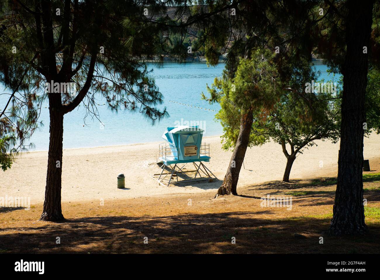 Lifeguard station at a lake beach Stock Photo - Alamy