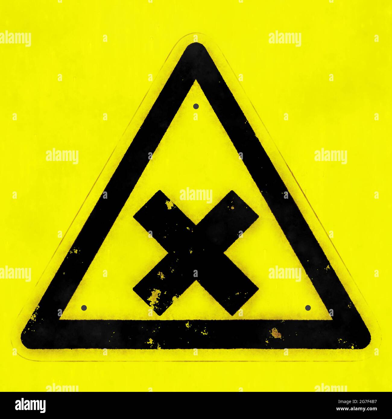Illustration of warning road cross sign isolated on yellow background ...