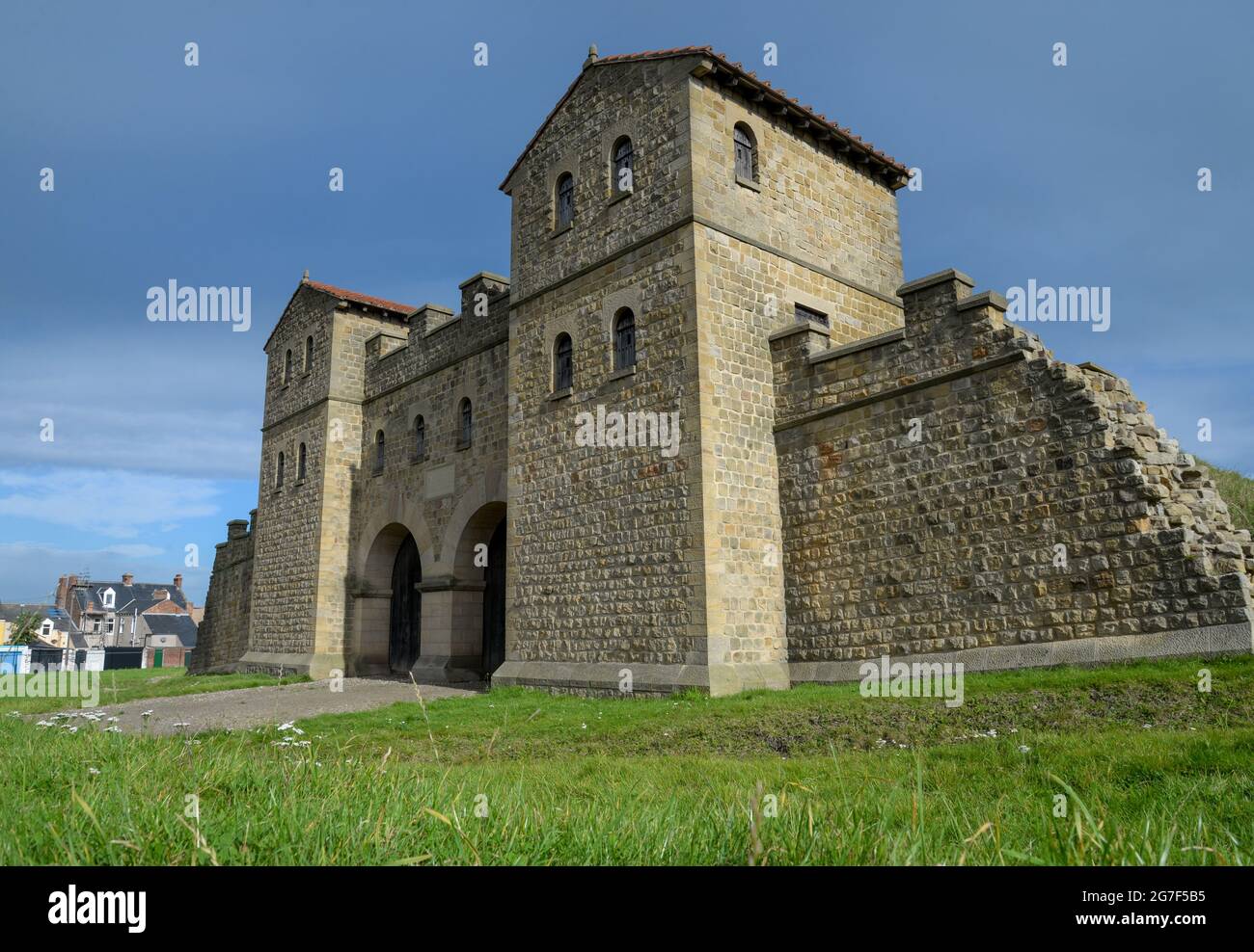 The reconstructed Roman fort of Arbeia on the southern bank of the ...
