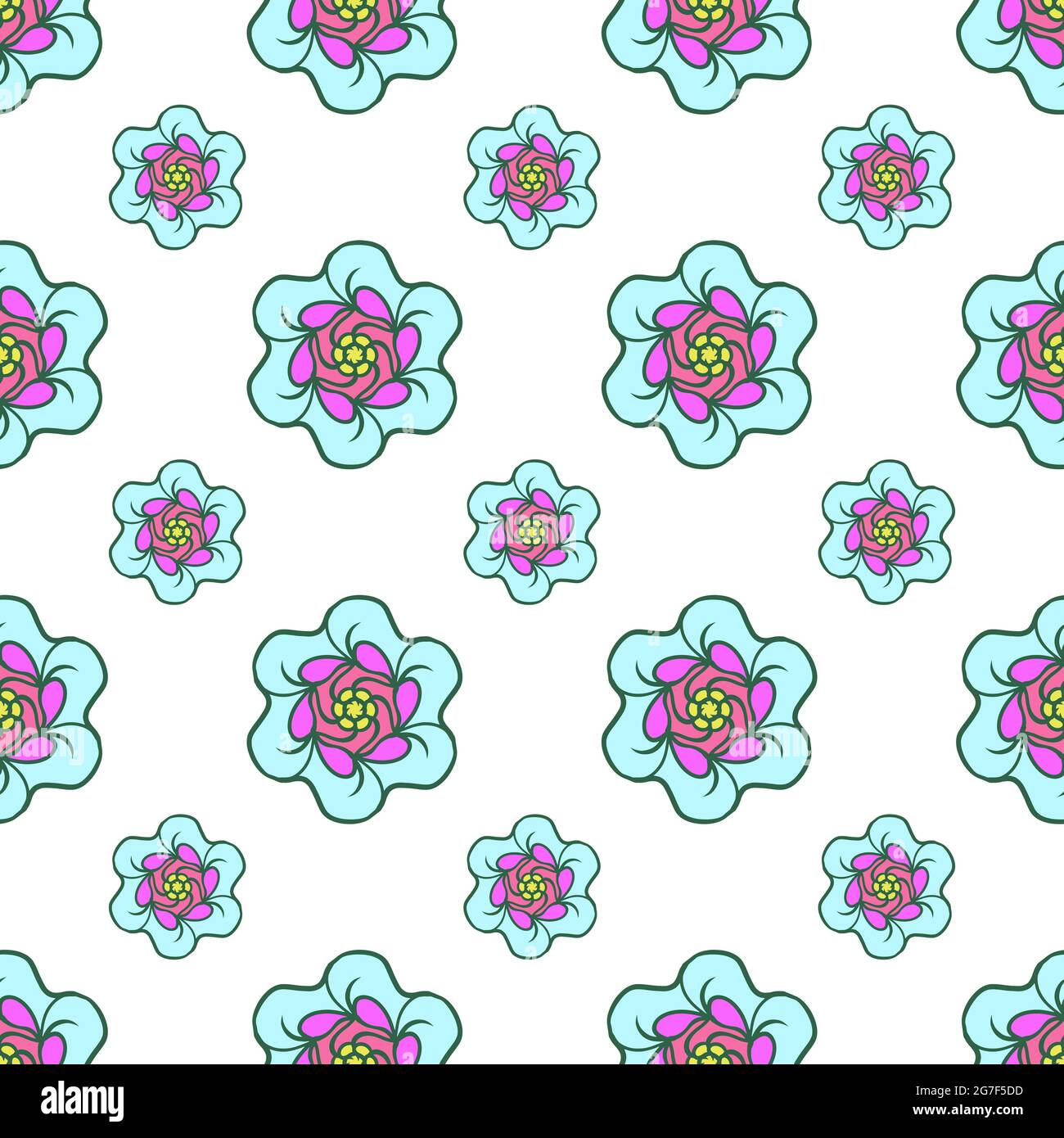 Illustration of colorful floral repeat patterns on a white background ...