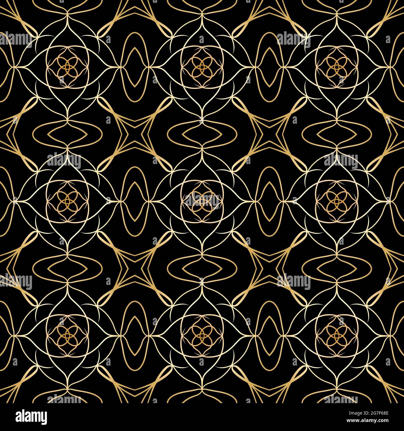 Illustration of a black and gold repeat pattern for seamless print job ...