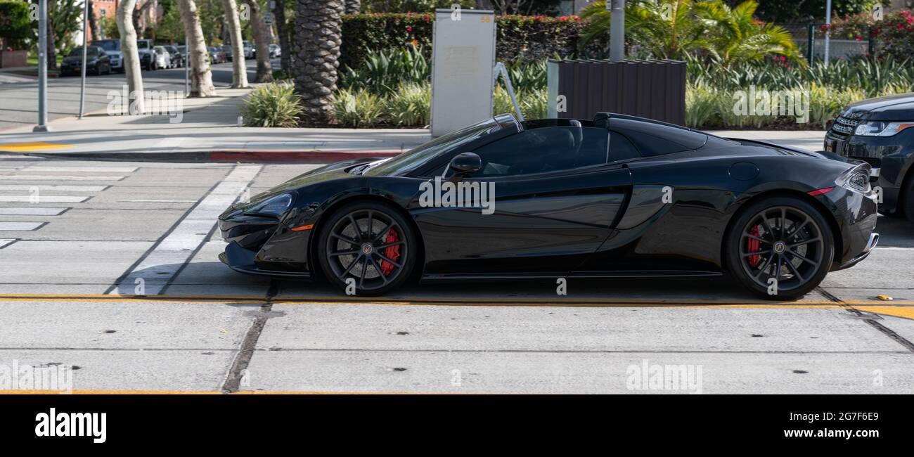 Los Angeles, California USA - April 11, 2021: black McLaren Automotive ...