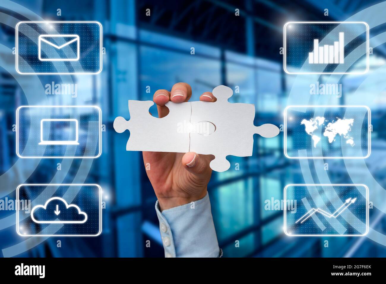 Ideas puzzle showing concepts innovation hi-res stock photography and ...