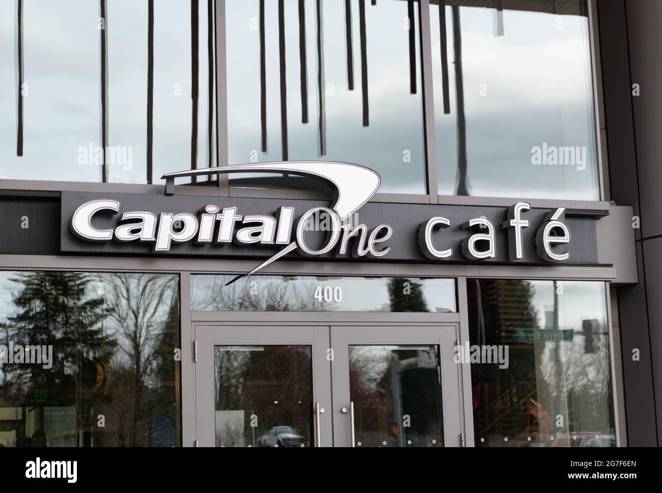 Seattle, Washington D.C. USA - April 02, 2021: capital one cafe brand ...