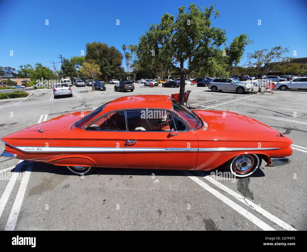 Los Angeles, California USA - March 28, 2021: red chevrolet impala ...