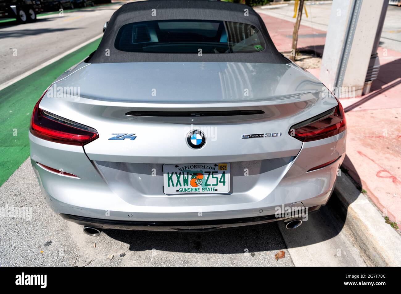 Los Angeles, California USA - April 13, 2021: silver grey bmw z4 luxury ...