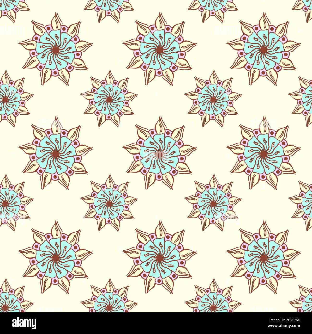 Illustration of colorful floral repeat patterns on a light background ...