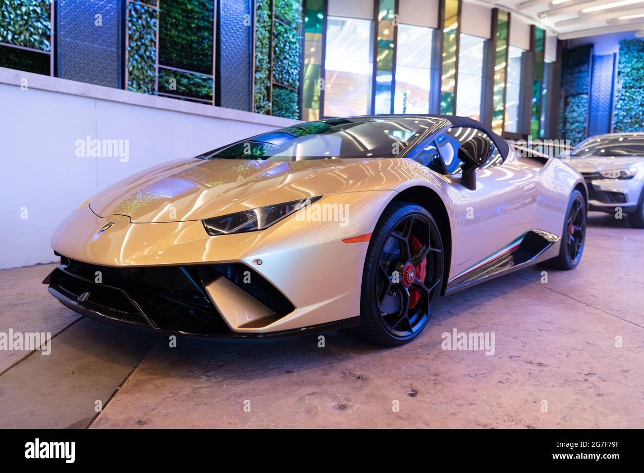 Palm Beach, Florida USA - March 22, 2021: Gold Lamborghini Aventador ...