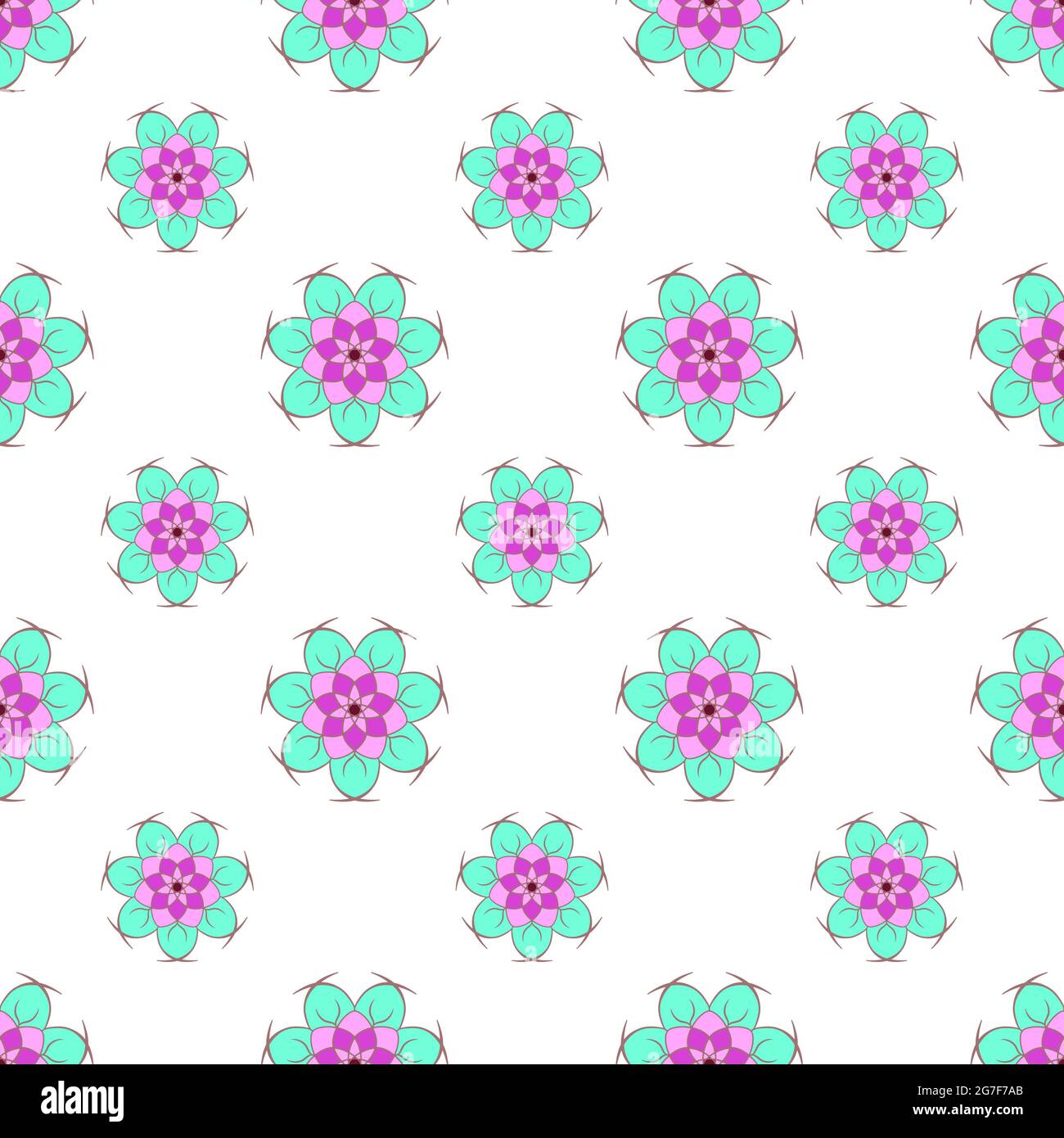 Illustration of colorful floral repeat patterns on a white background ...