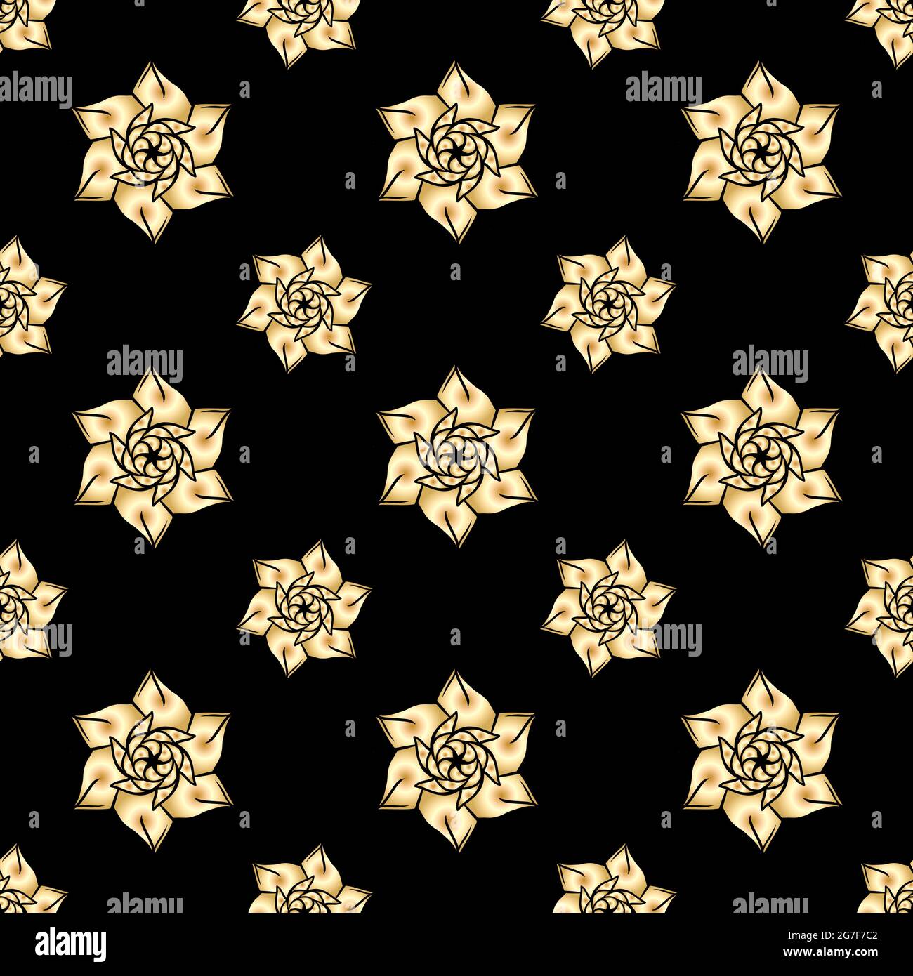 Illustration of a black and gold repeat pattern for seamless print job ...