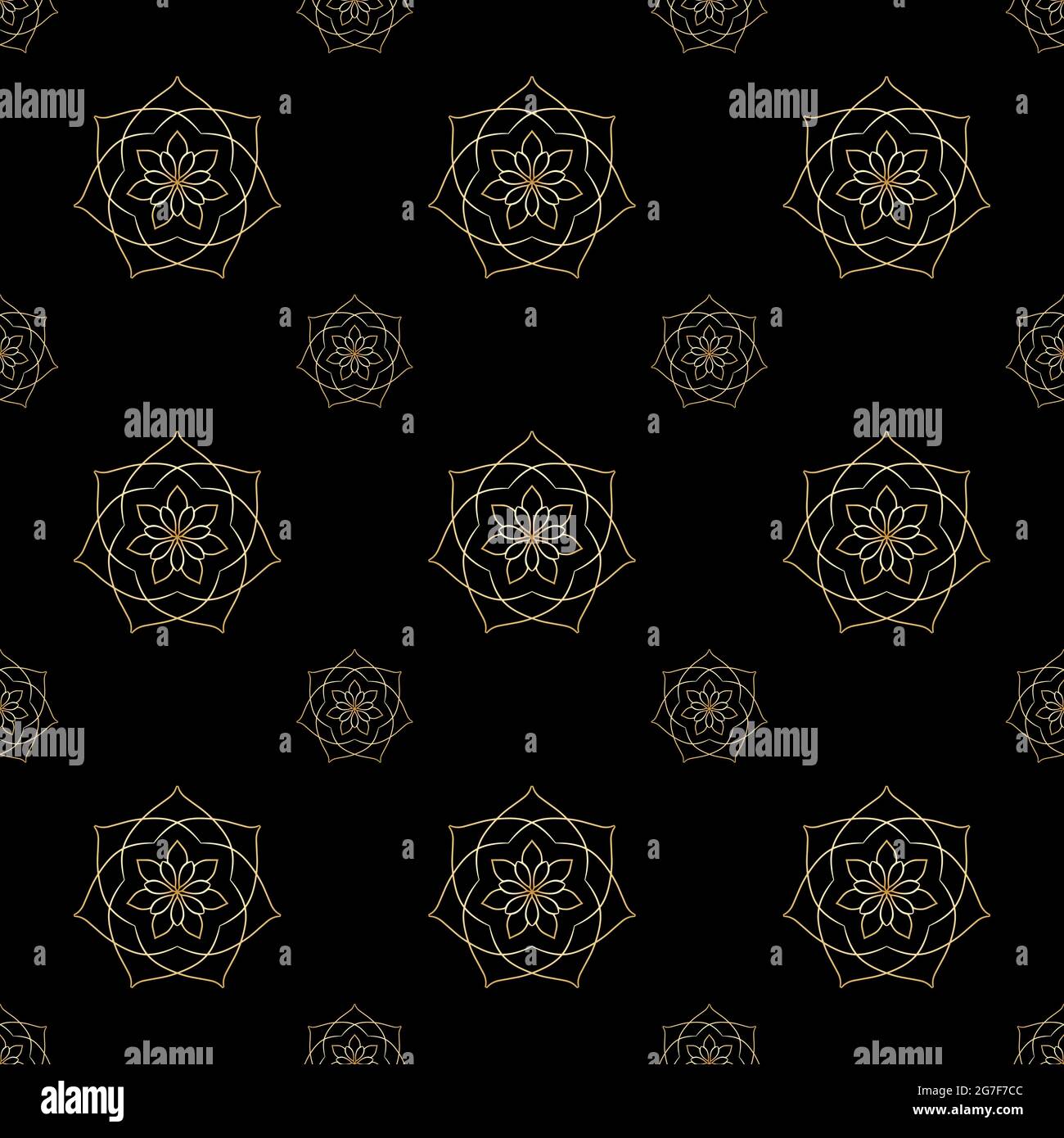 Vibrant seamless pattern of floral shapes on a pitch-black background ...