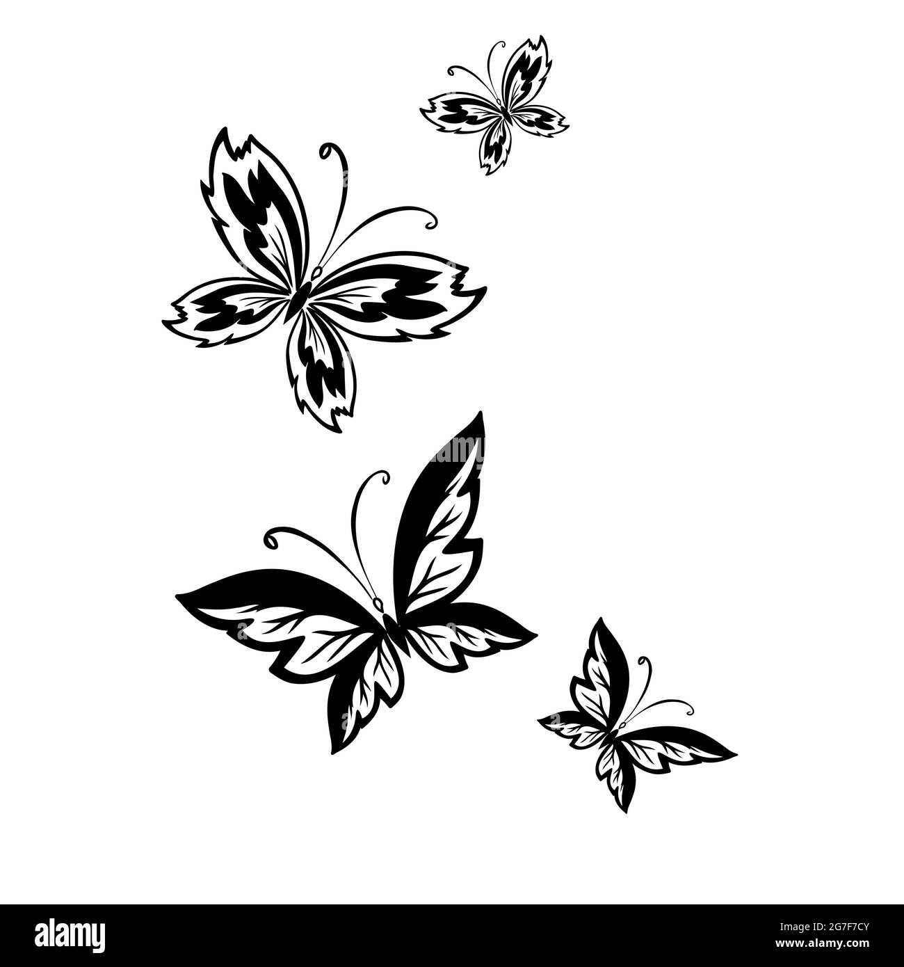 Monochrome stylized simple butterfly. Vector illustration Stock Vector ...