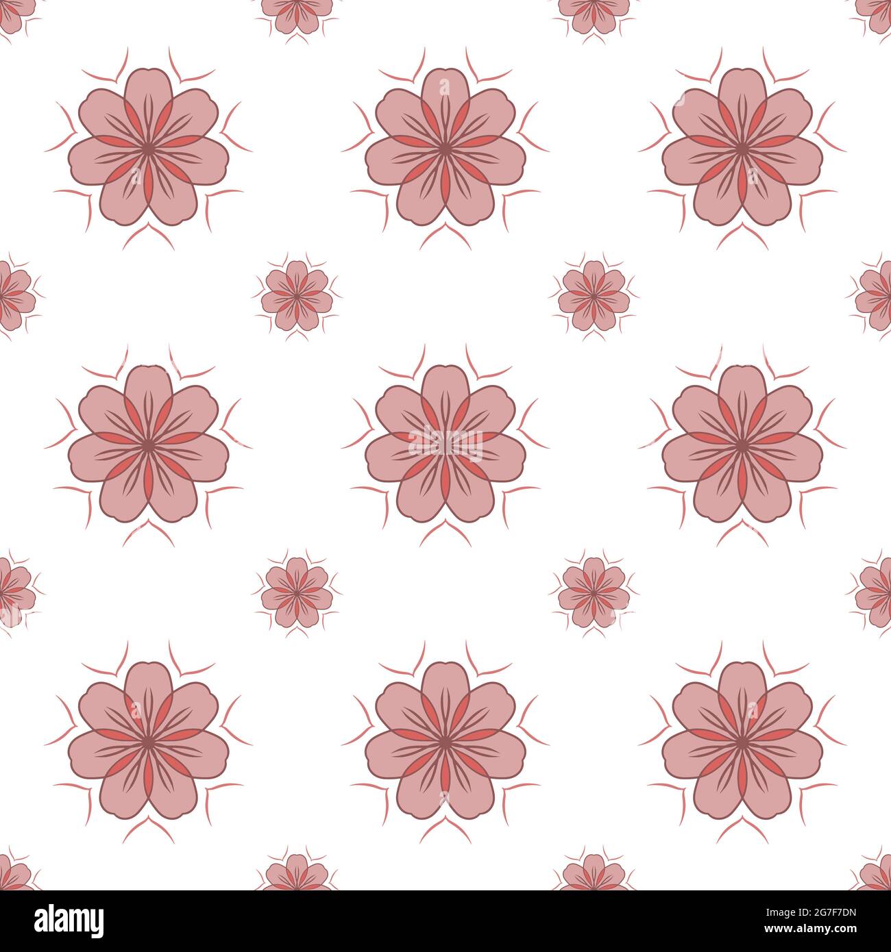 2D illustration wallpaper with a seamless pattern of soft pink flowers ...