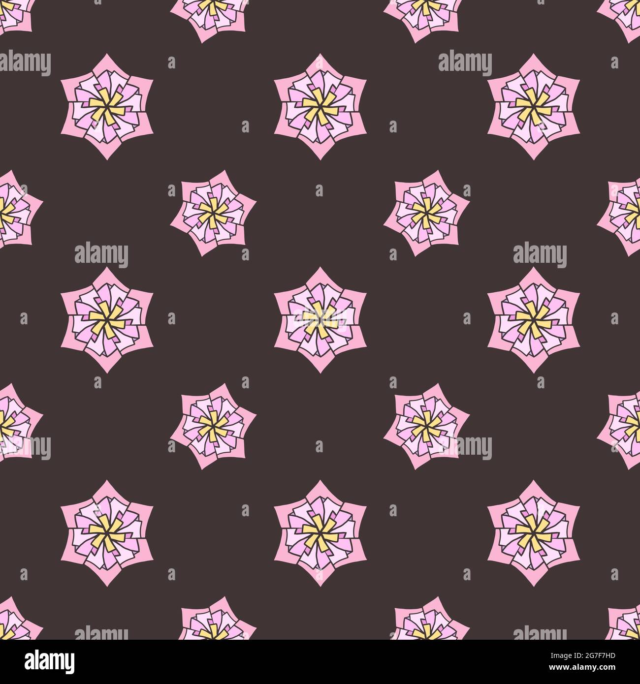Illustration of seamless repeating pattern in bright colors on brown ...