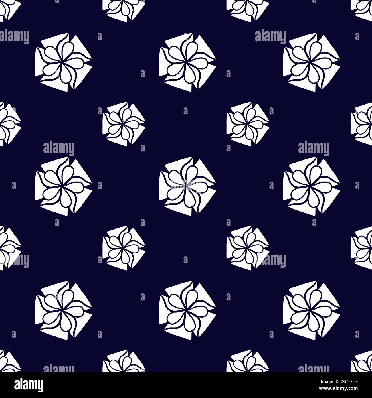 2D illustration wallpaper with a seamless pattern of white flowers on a ...