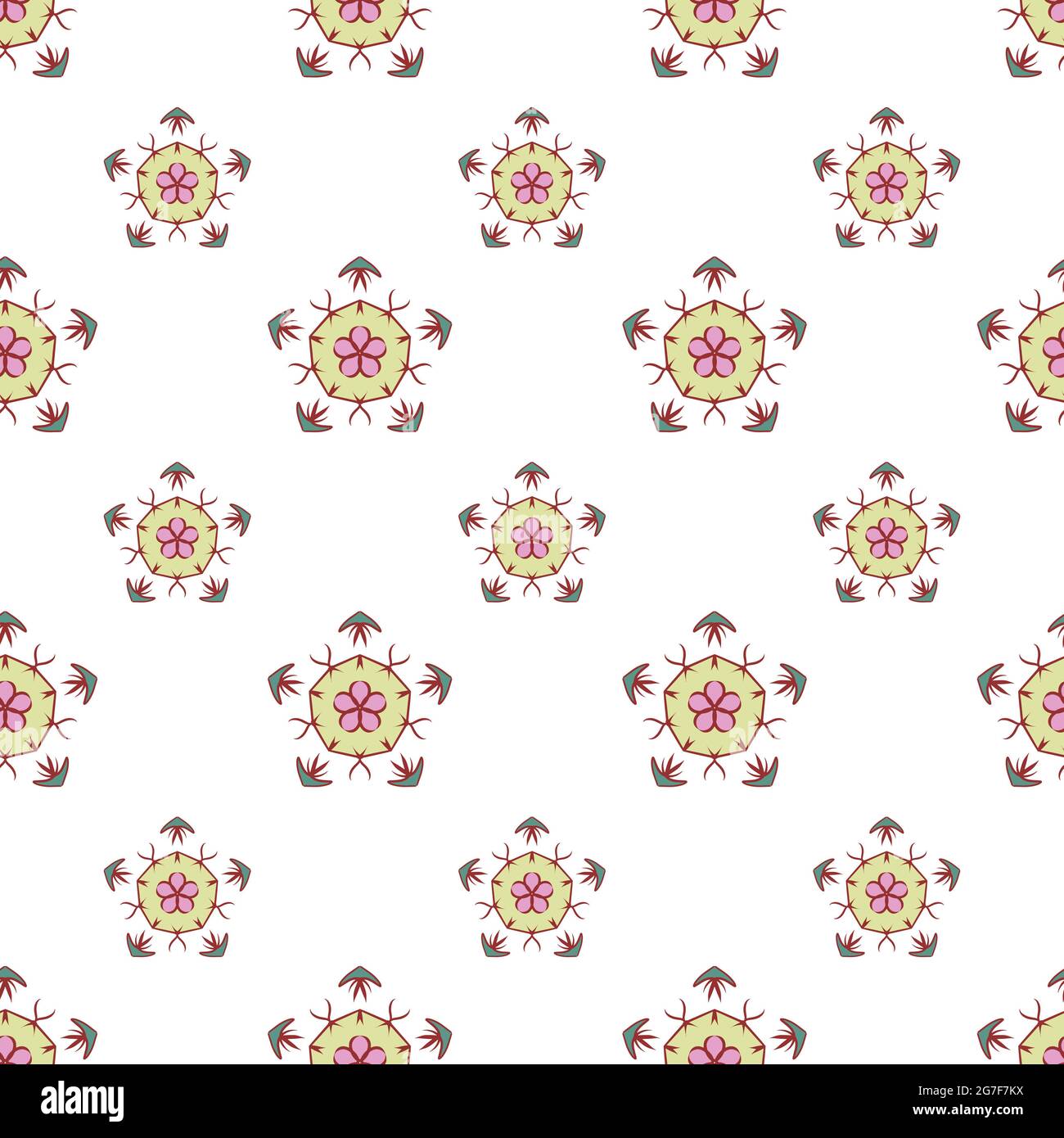 2D illustration wallpaper with a seamless pattern of floral shapes on a ...