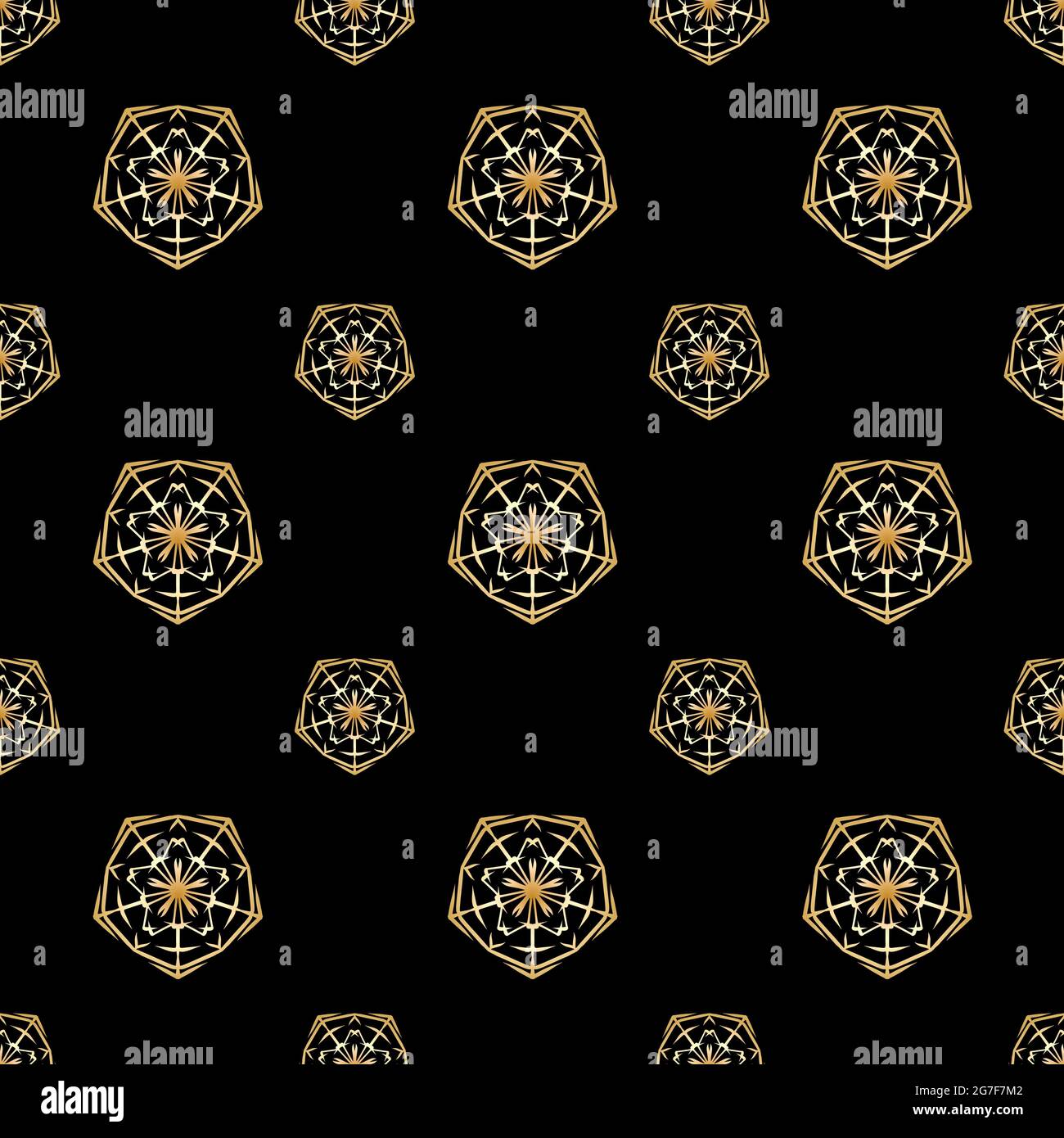 Illustration of a black and gold repeat pattern for seamless print job ...