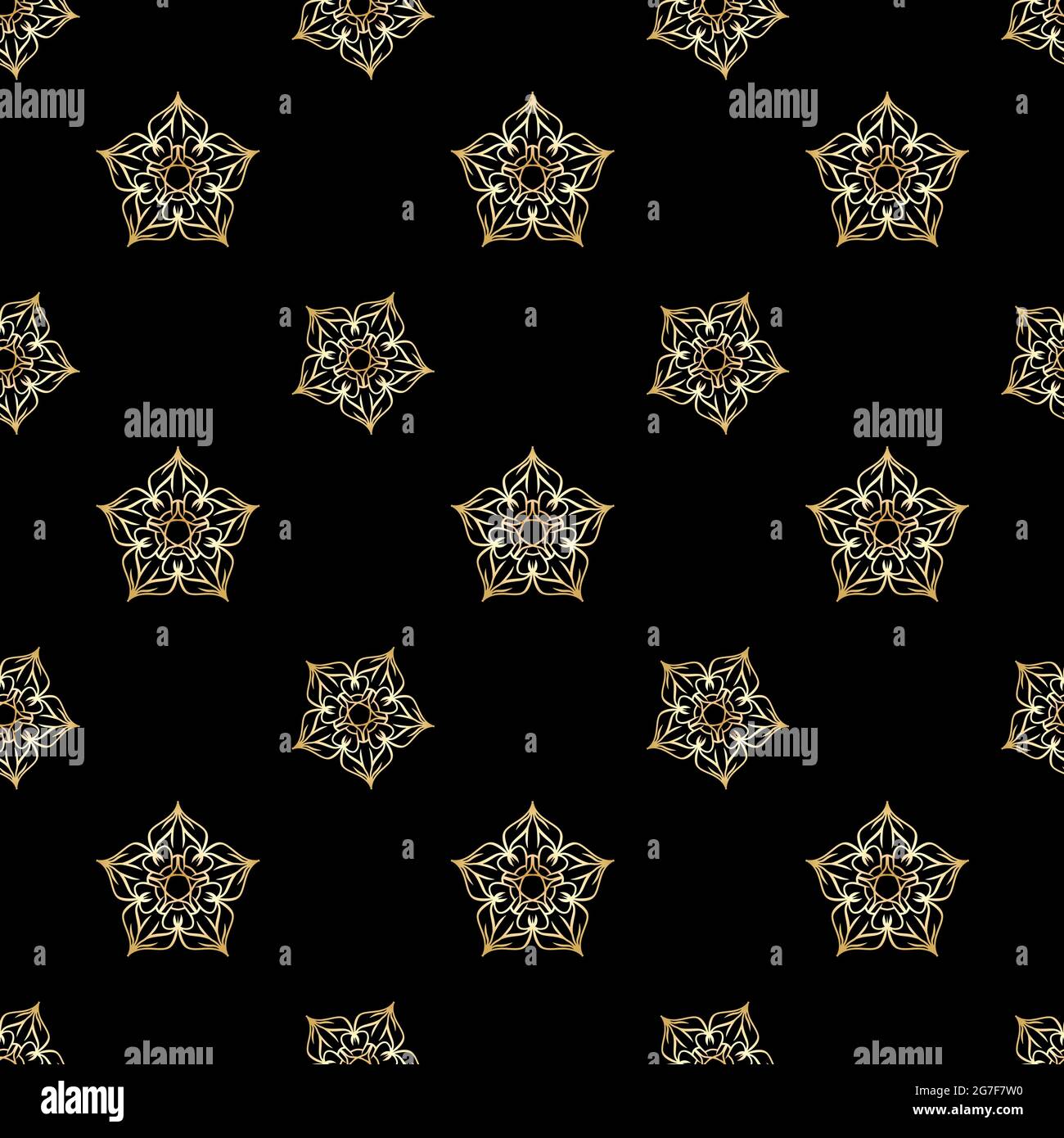 2D illustration wallpaper with an abstract seamless pattern of golden ...