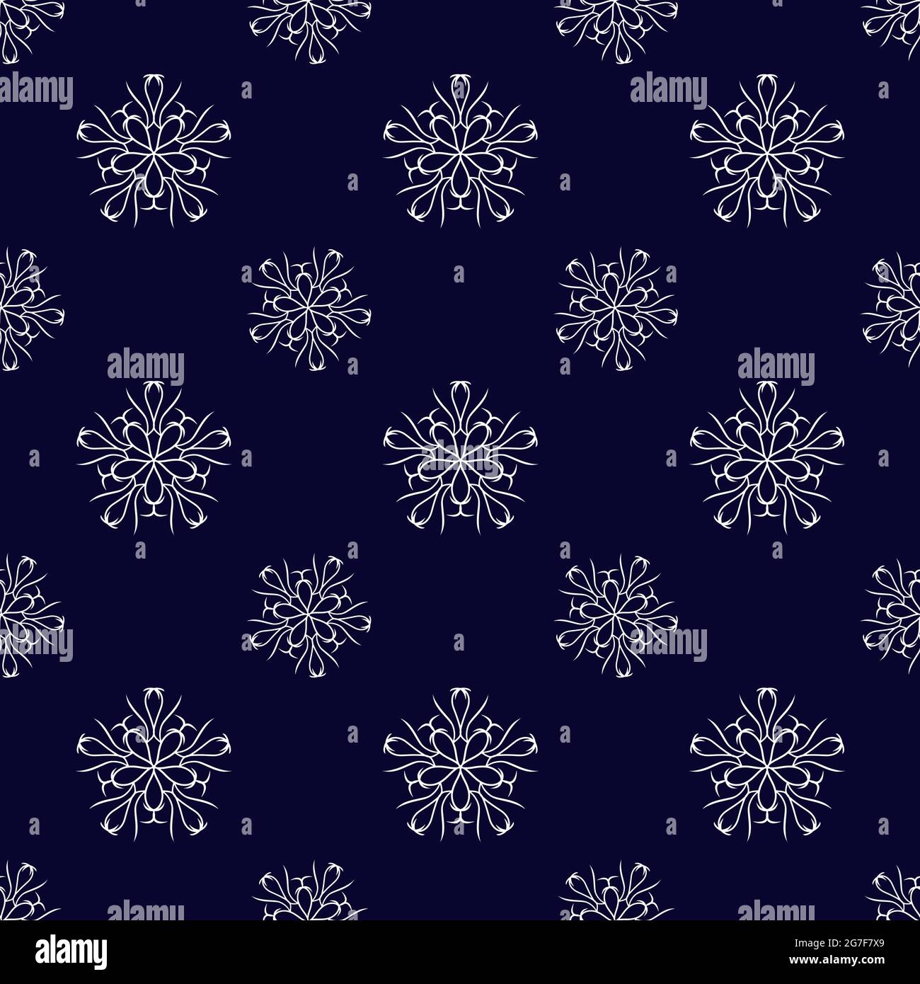 Illustration of bright ornamental repeated pattern on dark blue ...