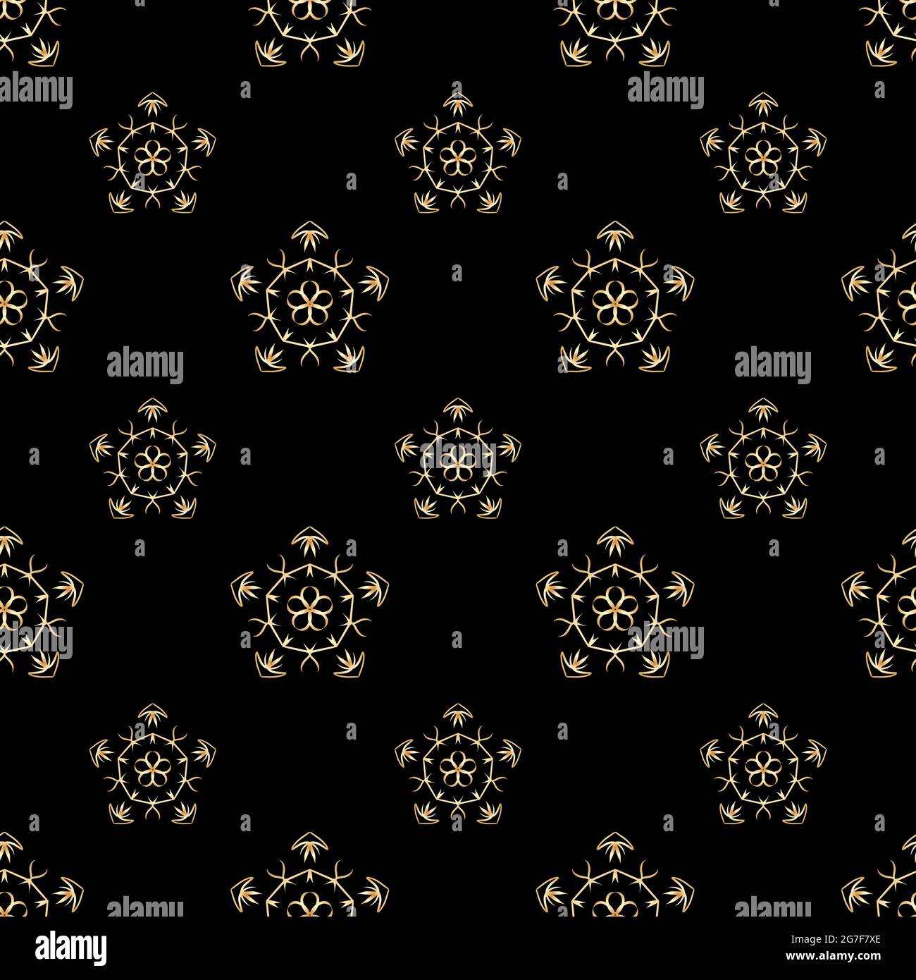 Illustration of a black and gold repeat pattern for seamless print job ...