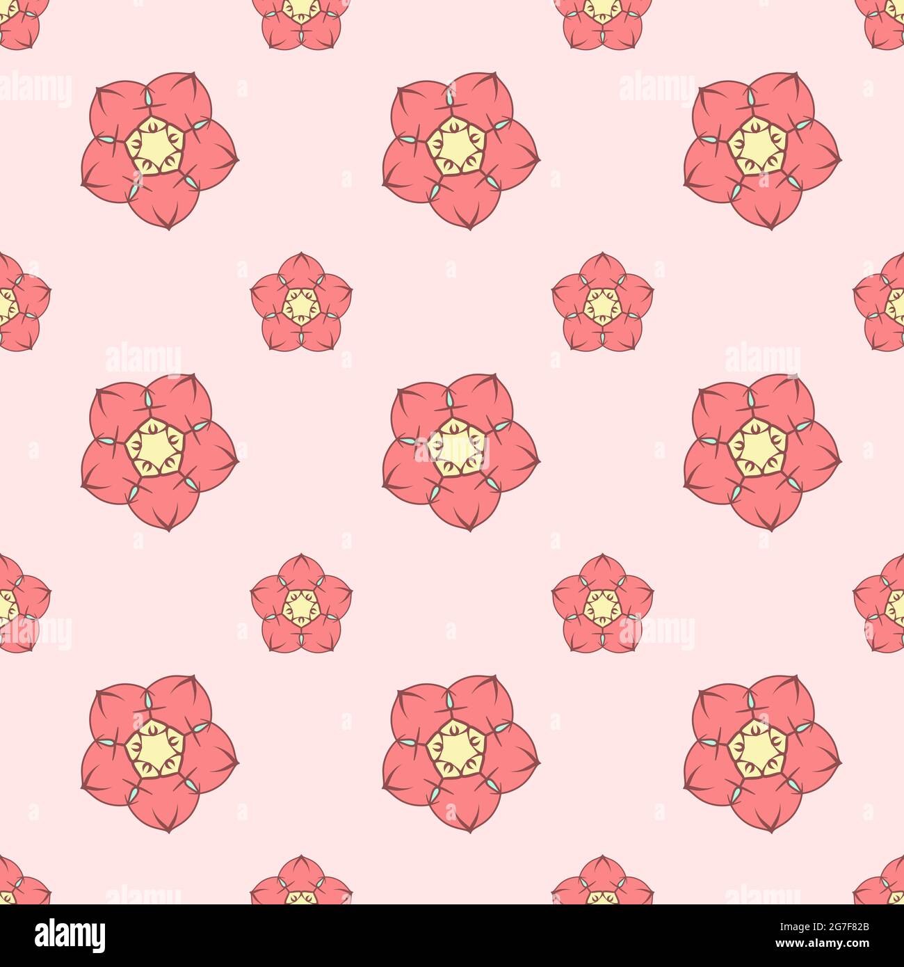 Vibrant illustration of a 2D floral wallpaper with a seamless pattern ...