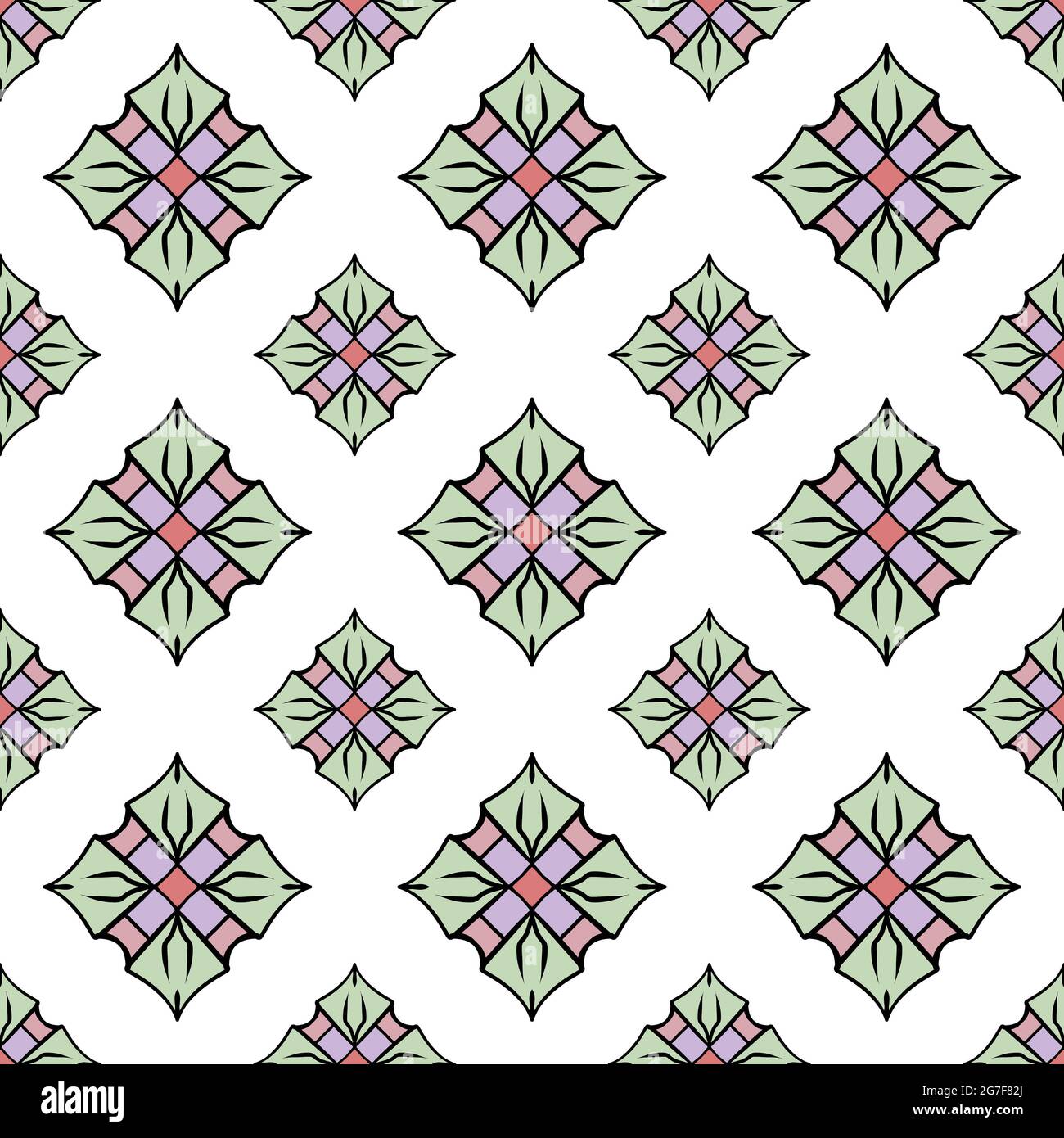Illustration of colorful geometrical repeat patterns on a white ...