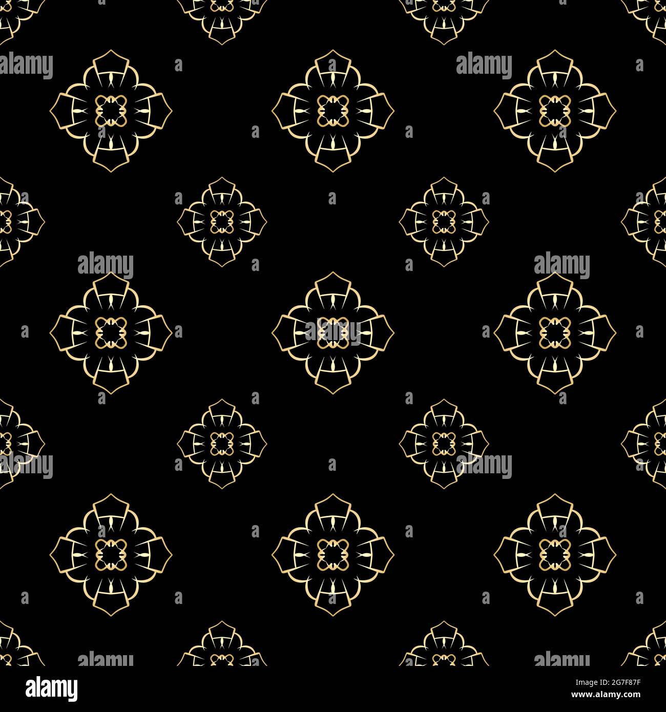 Illustration of a black and gold repeat pattern for seamless print job ...