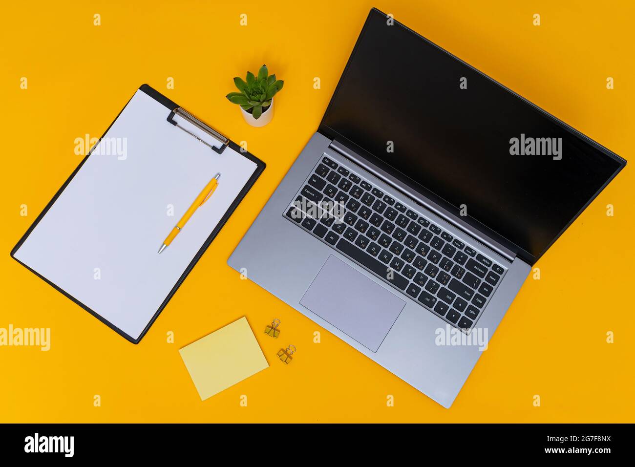 Blank Notes Writing New Messege Updates Ideas Next To Laptop. Showing ...