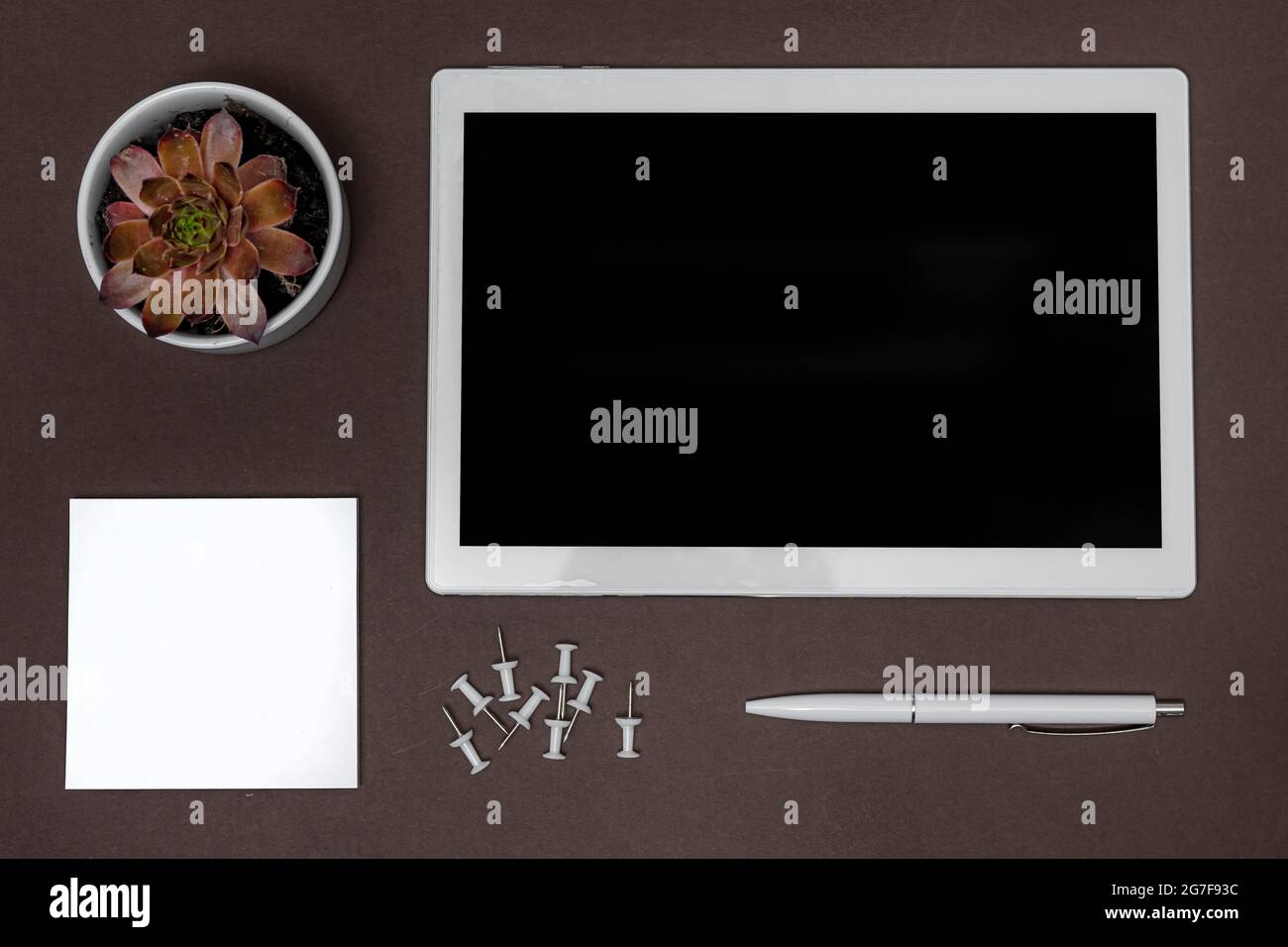 Blank Notes Writing New Messege Updates Ideas Next To Tablet. Showing ...