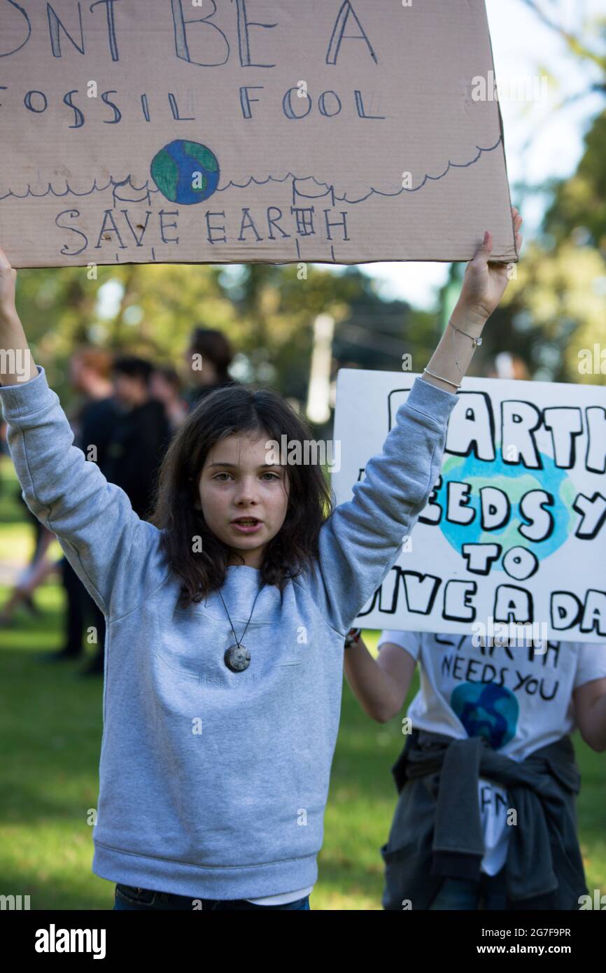 MELBOURNE, AUSTRALIA - May 21, 2021: A primary school girl is attending ...