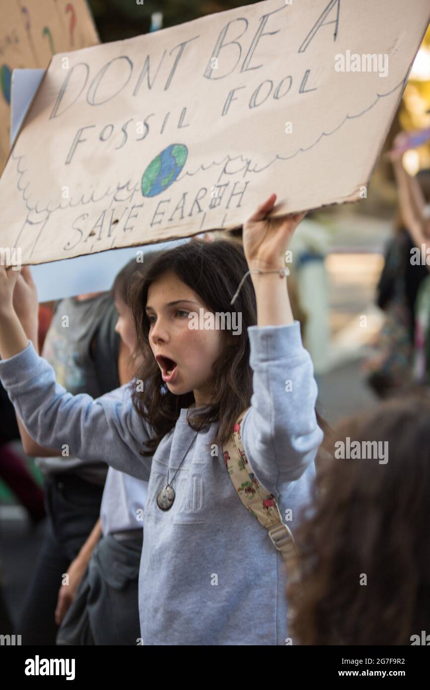 MELBOURNE, AUSTRALIA - May 21, 2021: Passionate vocal primary-aged girl ...