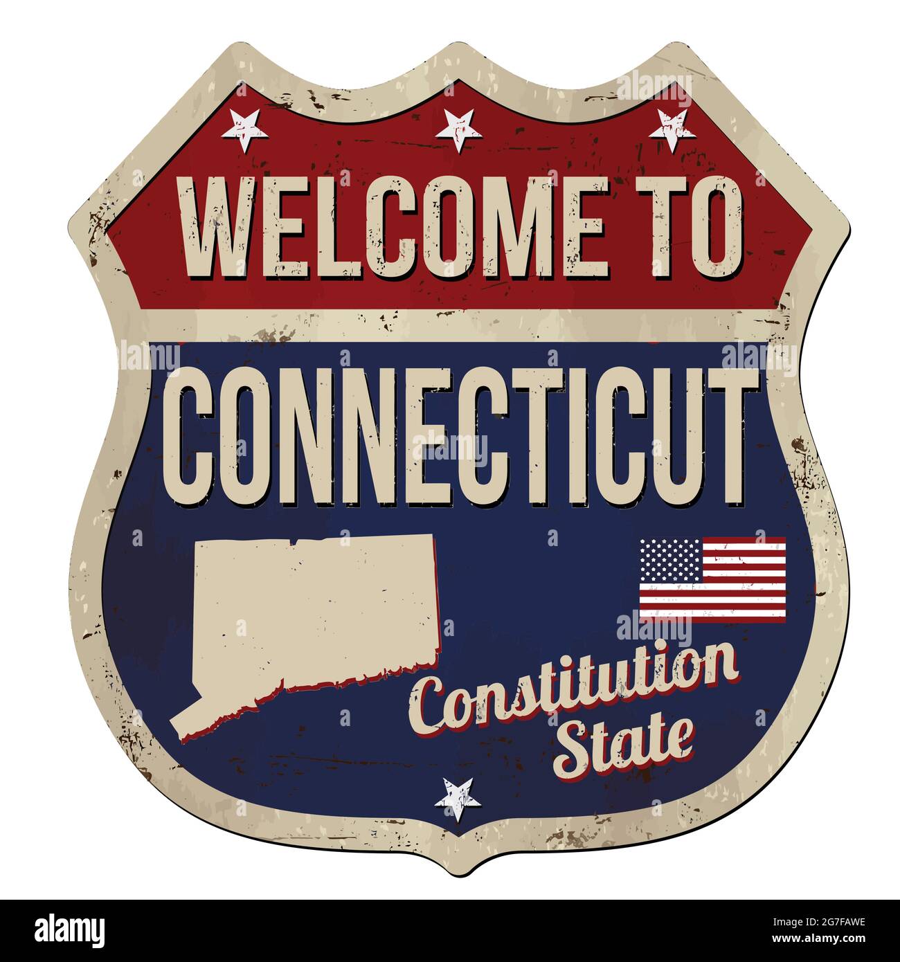 Welcome to Connecticut vintage rusty metal sign on a white background ...
