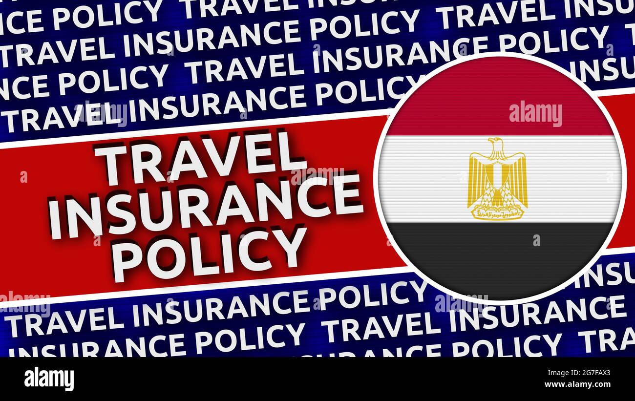 Egypt Circular Flag with Travel Insurance Policy Titles - 3D ...