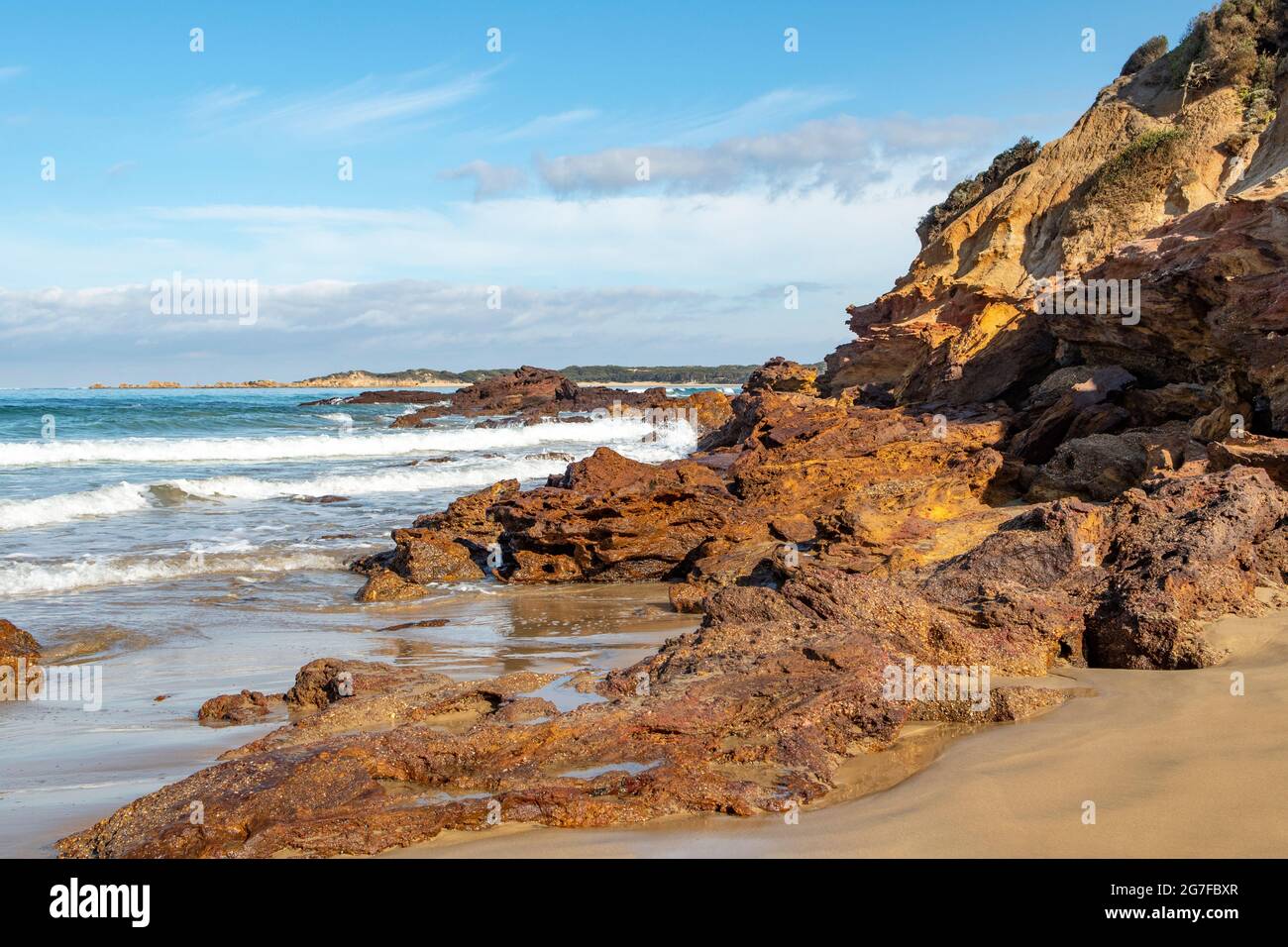 Rocks at West End of Anglesea Beach, Anglesea, Victoria, Australia ...